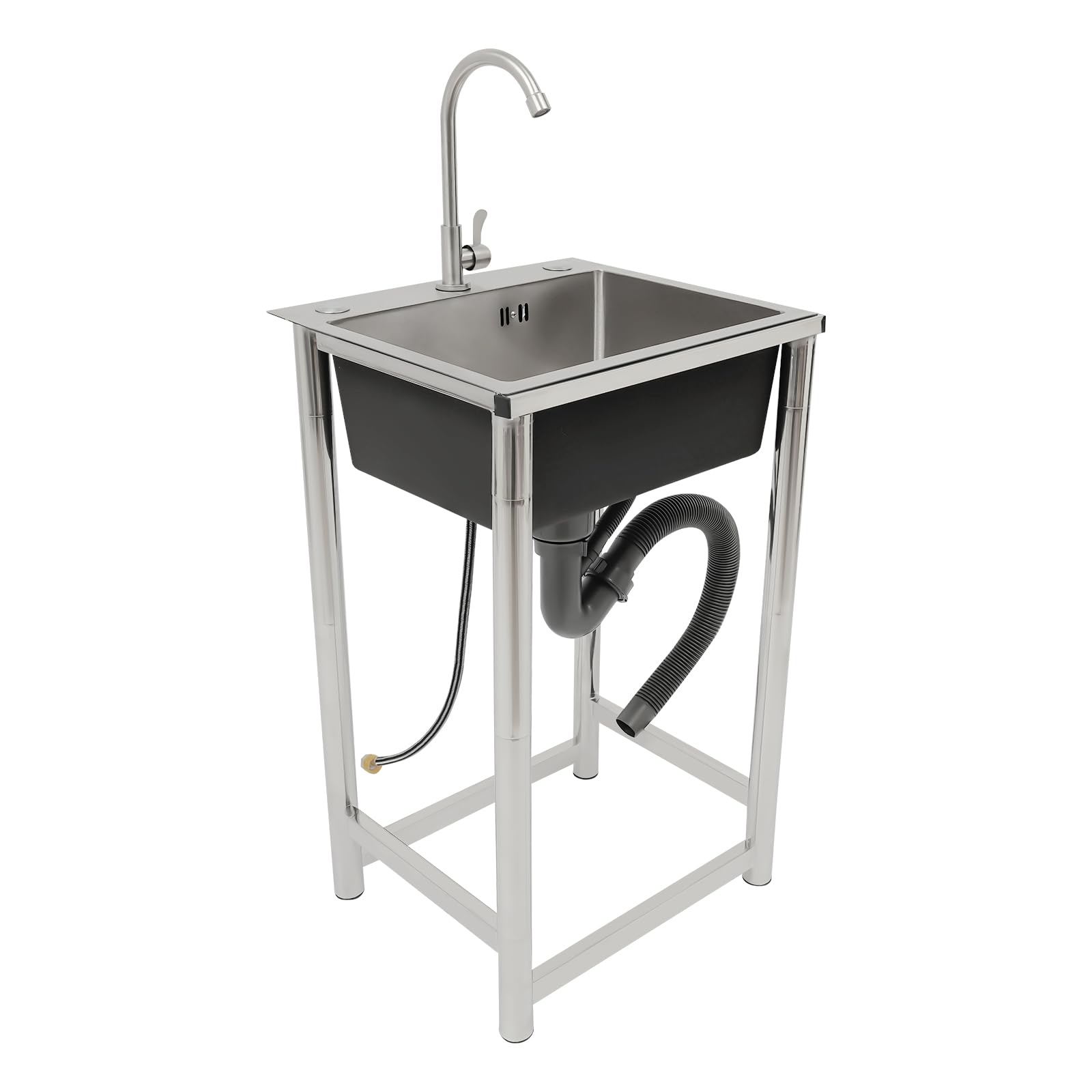 FXEIPOL Utility Sink Single Bowl Bar Kitchen Laundry Sink Floor Mount ...