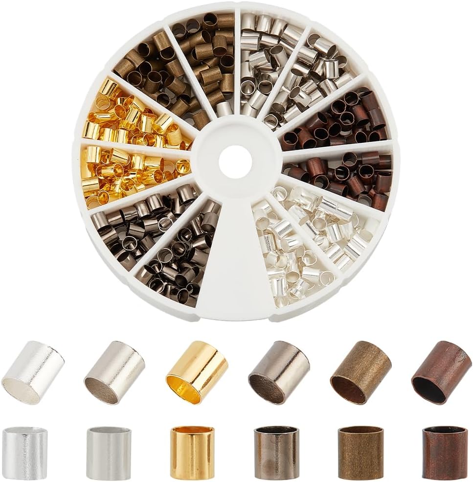 Amazon.com: 500 Pieces Crimp Tube Beads 5 Colors Plated Brass Tube ...