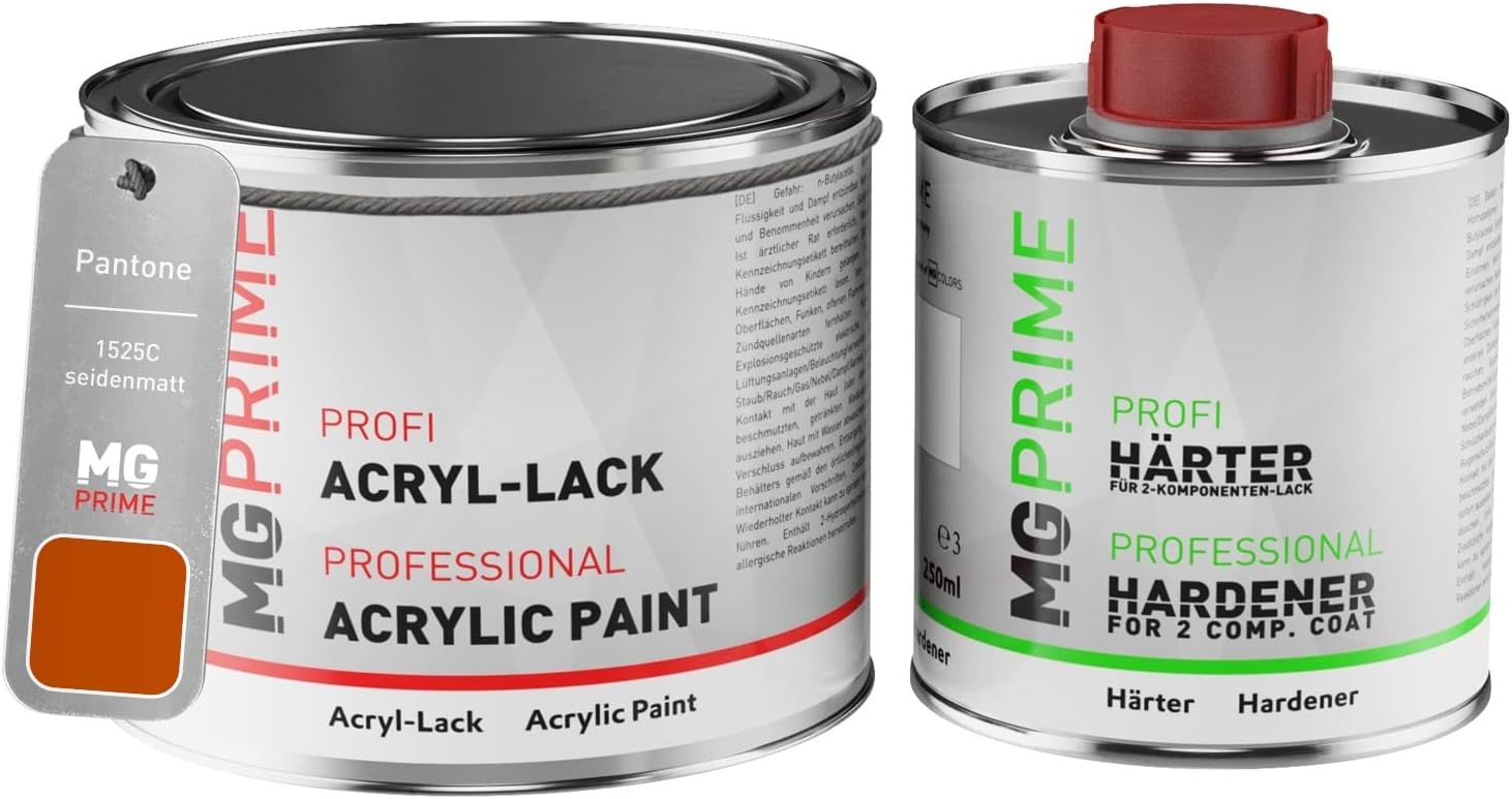 MG PRIME Pantone 1525C Orange/Yellow Peinture acrylique mat satinée Pot ...