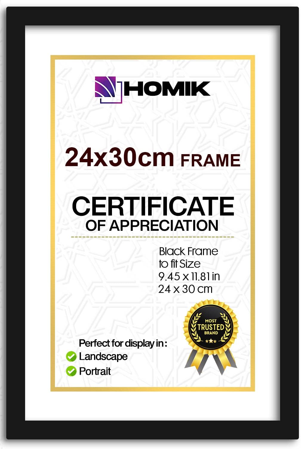 HOMIK Cadre photo noir 24 x 30 cm avec design classique élégant – Cadre ...