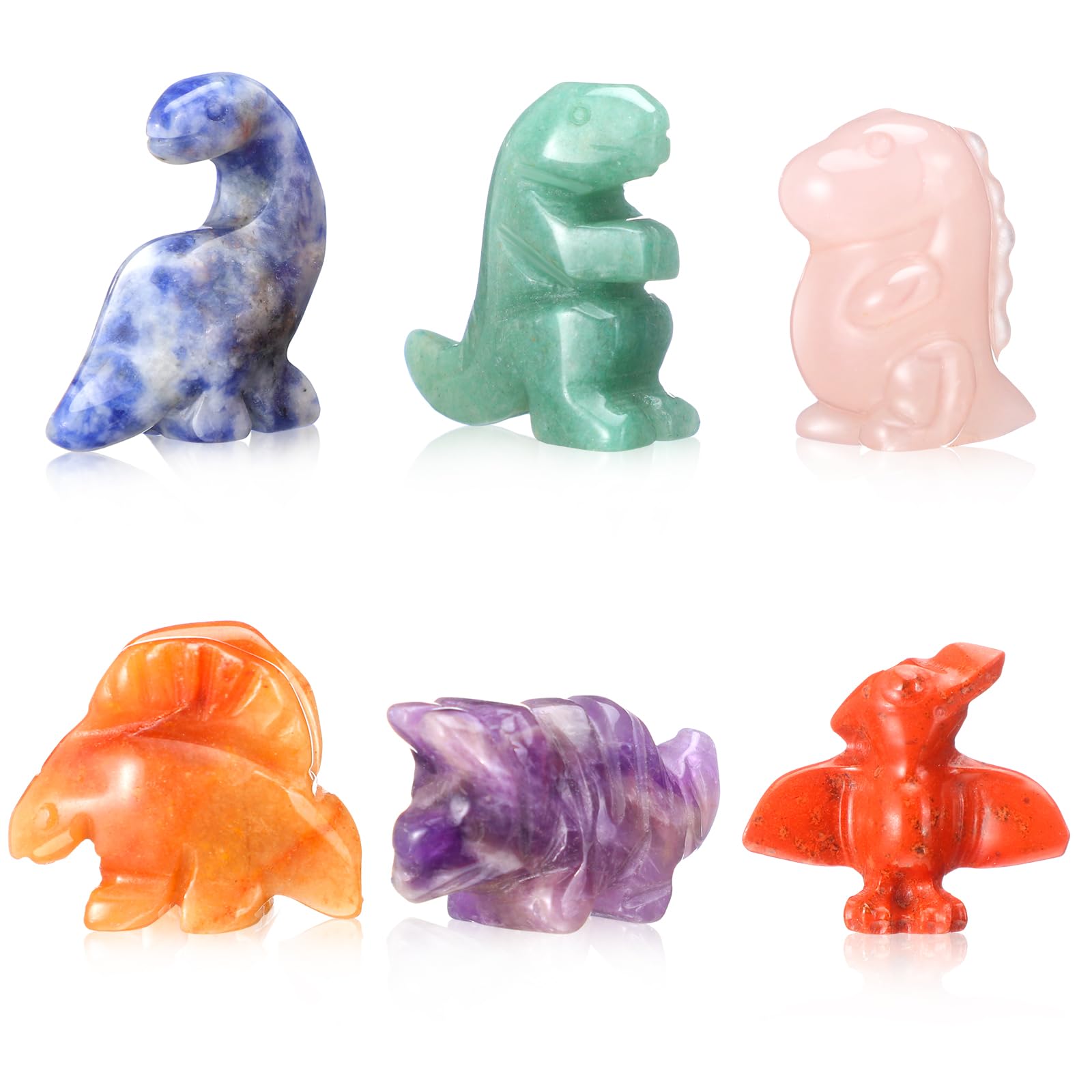 Amazon.com: Seenelling 6 Pcs Crystal Dinosaur Figurine Cute Dinosaur ...