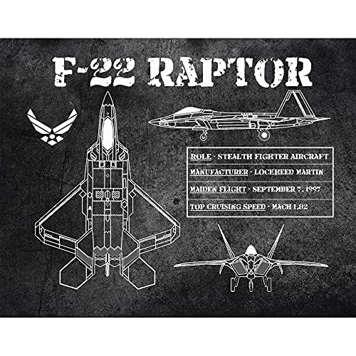 Amazon.com: Lockheed Martin F-22 Raptor with Specifications Print Art ...