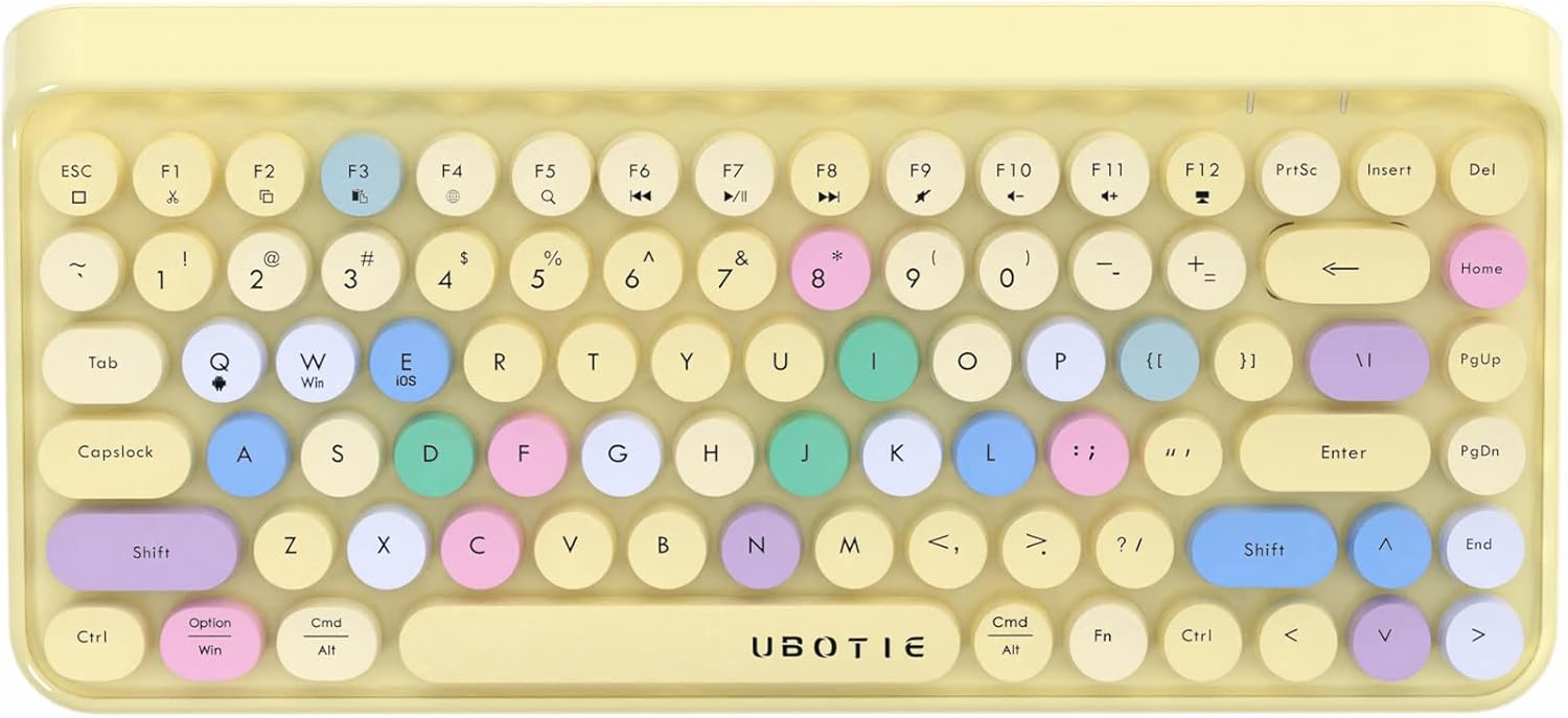 Amazon.com: UBOTIE Portable Bluetooth Colorful Computer Keyboards ...