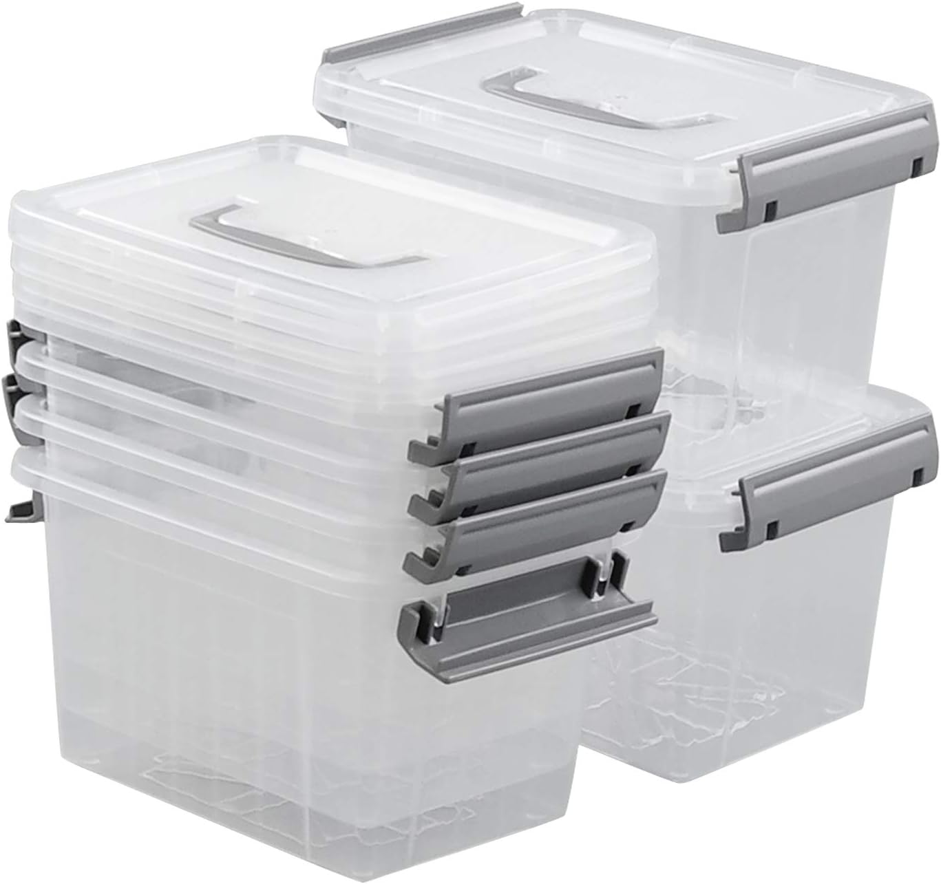 Amazon.com: Yubine 2 Pack Clear Plastic Storage Box, Latching Bin with ...