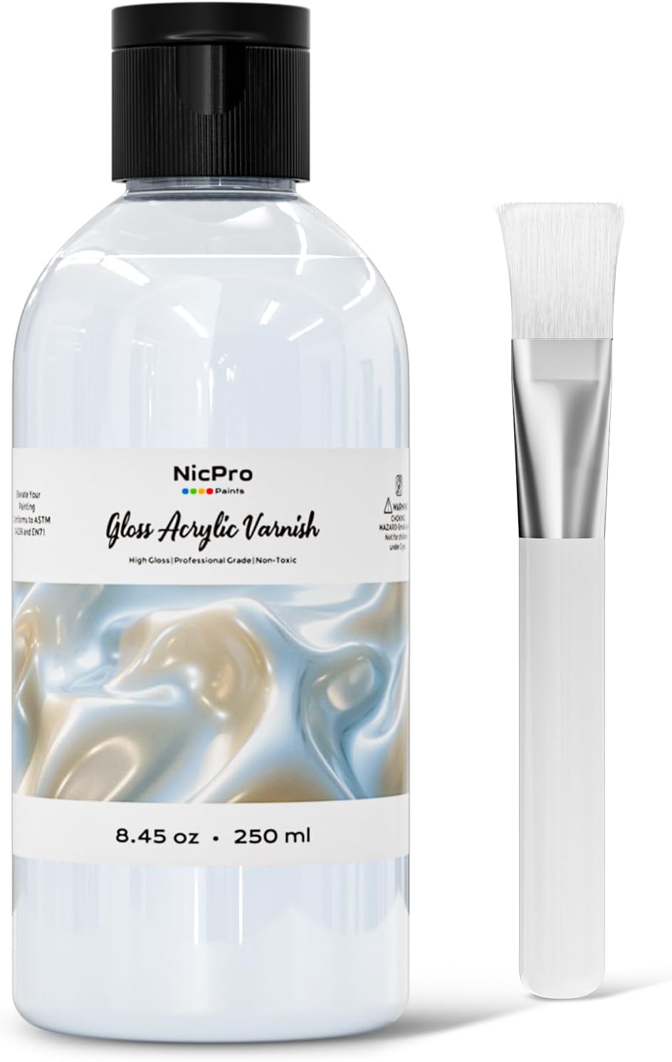 Nicpro Gloss Varnish for Acrylic Painting 8.45oz, Non-Yellowing, Non ...
