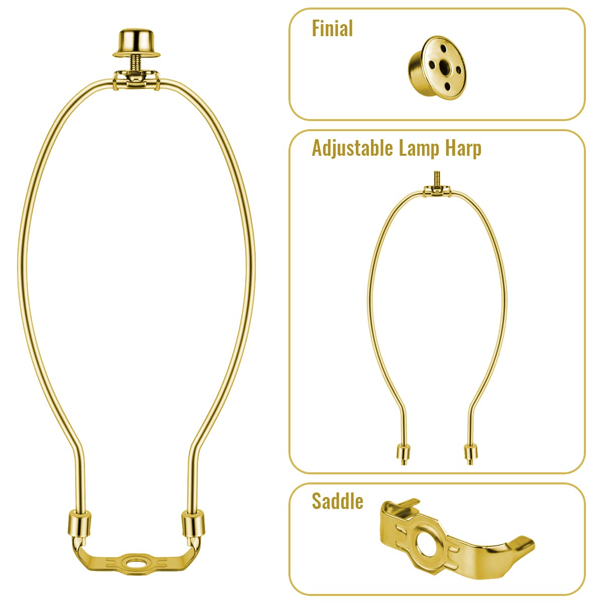 Snapklik.com : 2 Pcs 7Inch Lamp Shade Harp Holders Detachable Lamp ...