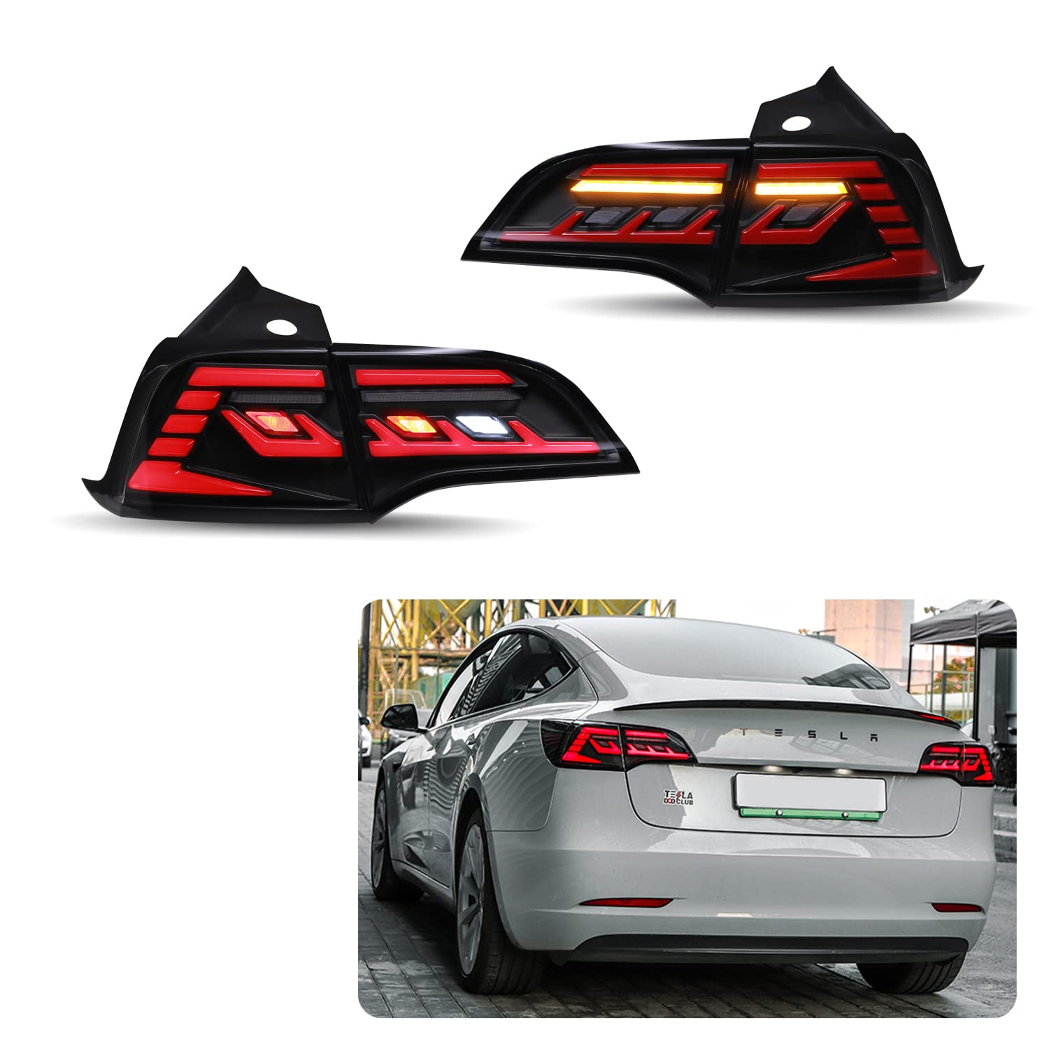 Buy inginuity time LED Tail Lights For Tesla Model 3 Model Y 2017 2018 ...