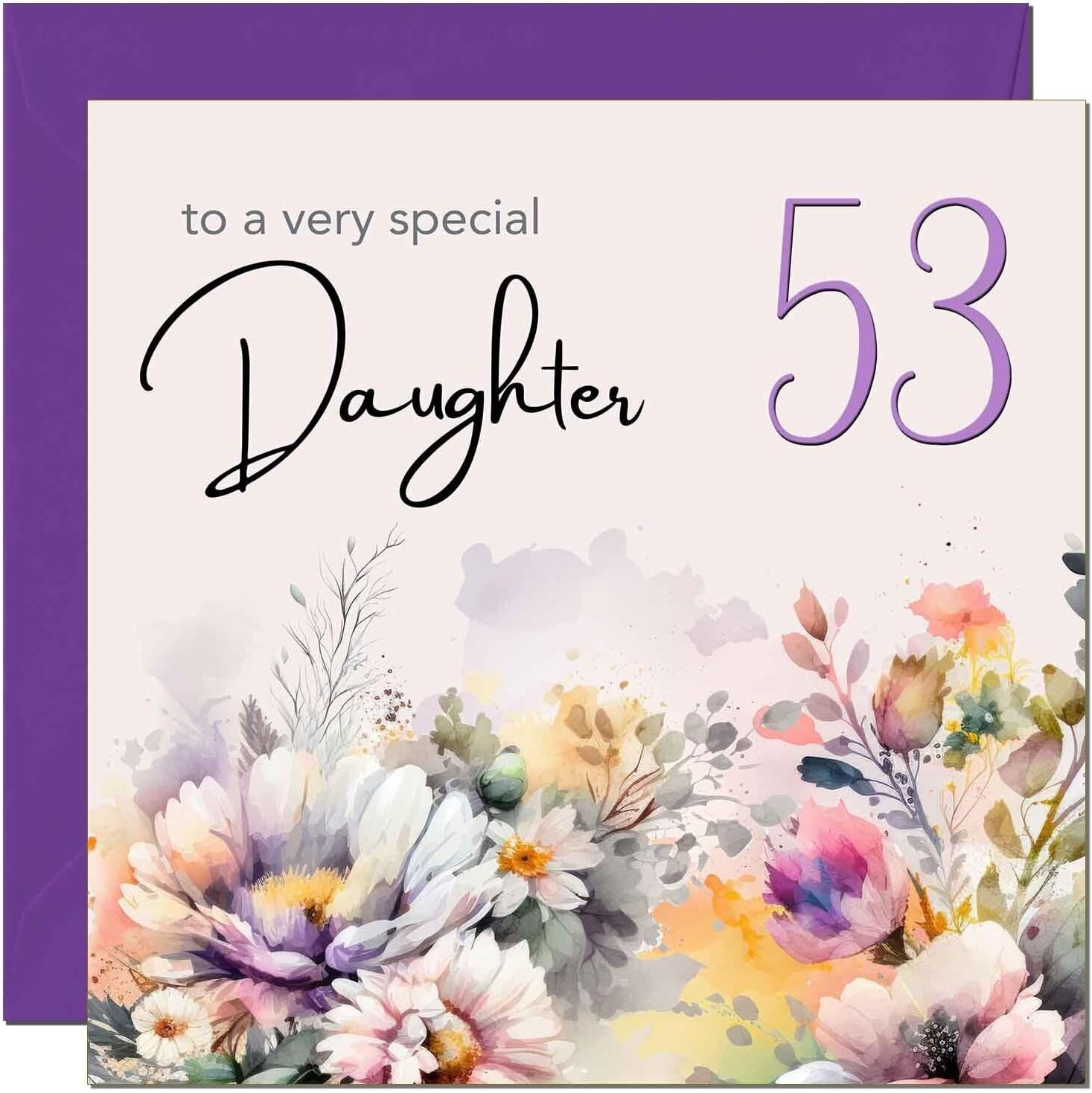 53rd Daughter Birthday Card - Purple Floral Daughter's Birthday Card ...