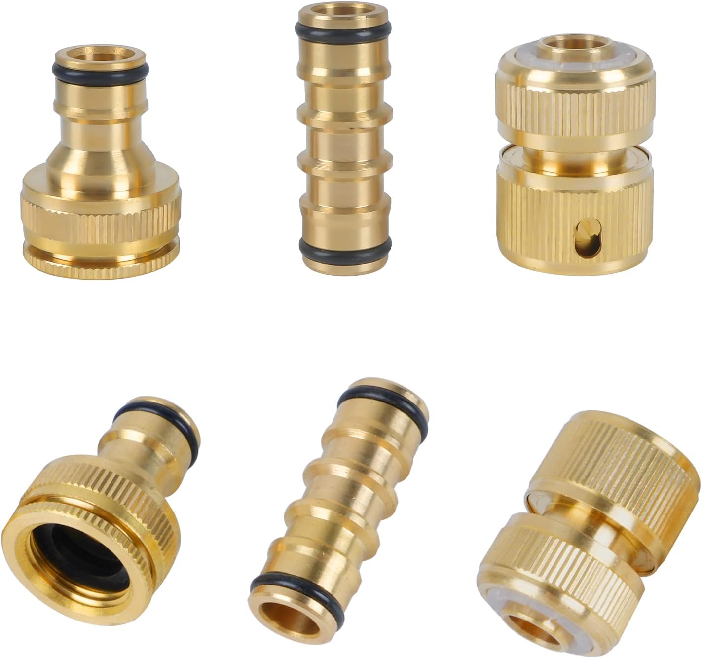 DHISUFU 6pcs Brass Garden Hose Connector Set 2 Brass Tap Connector 1/2 ...