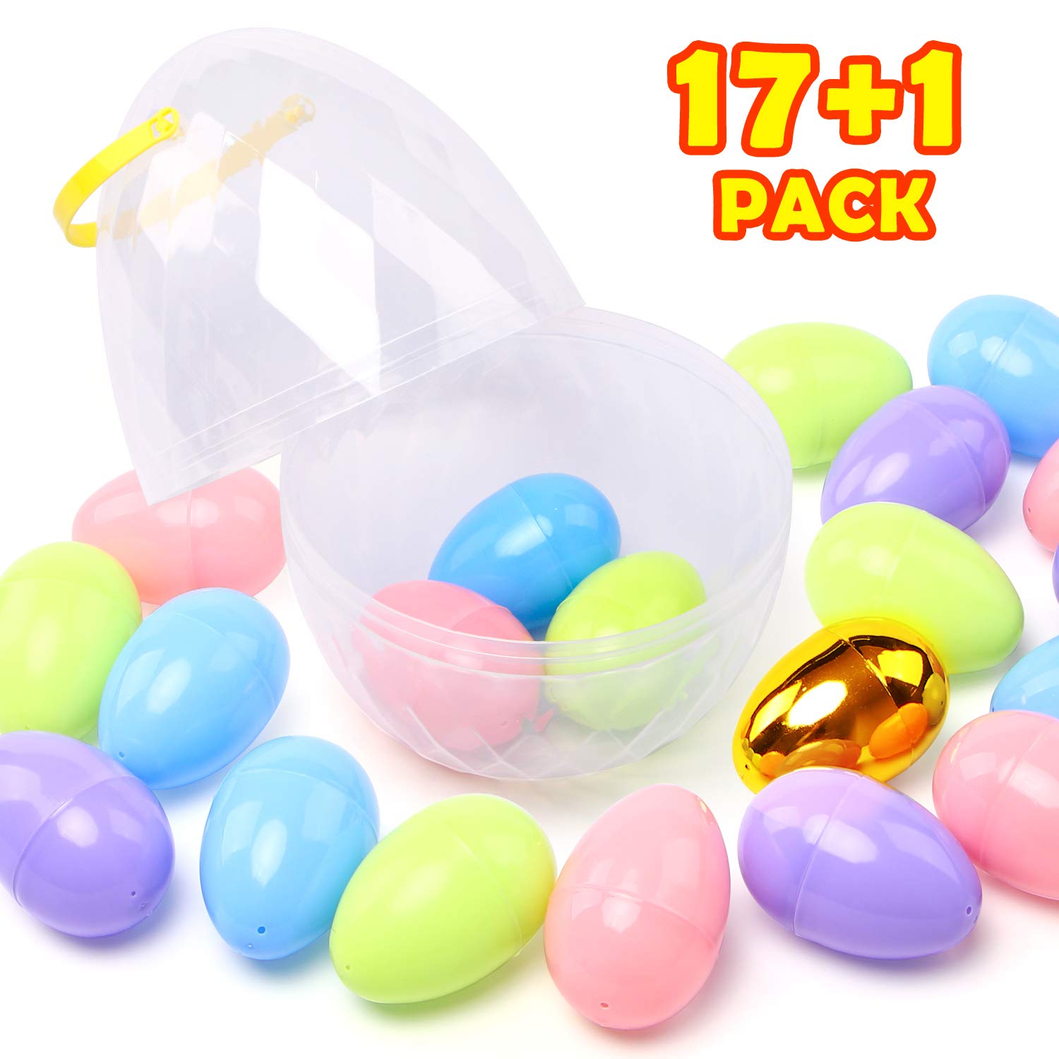 Buy UFUNGA Jumbo Easter Eggs Container with17 PCS 3.14" Plastic Eggs - Perfect Fillable Easter ...