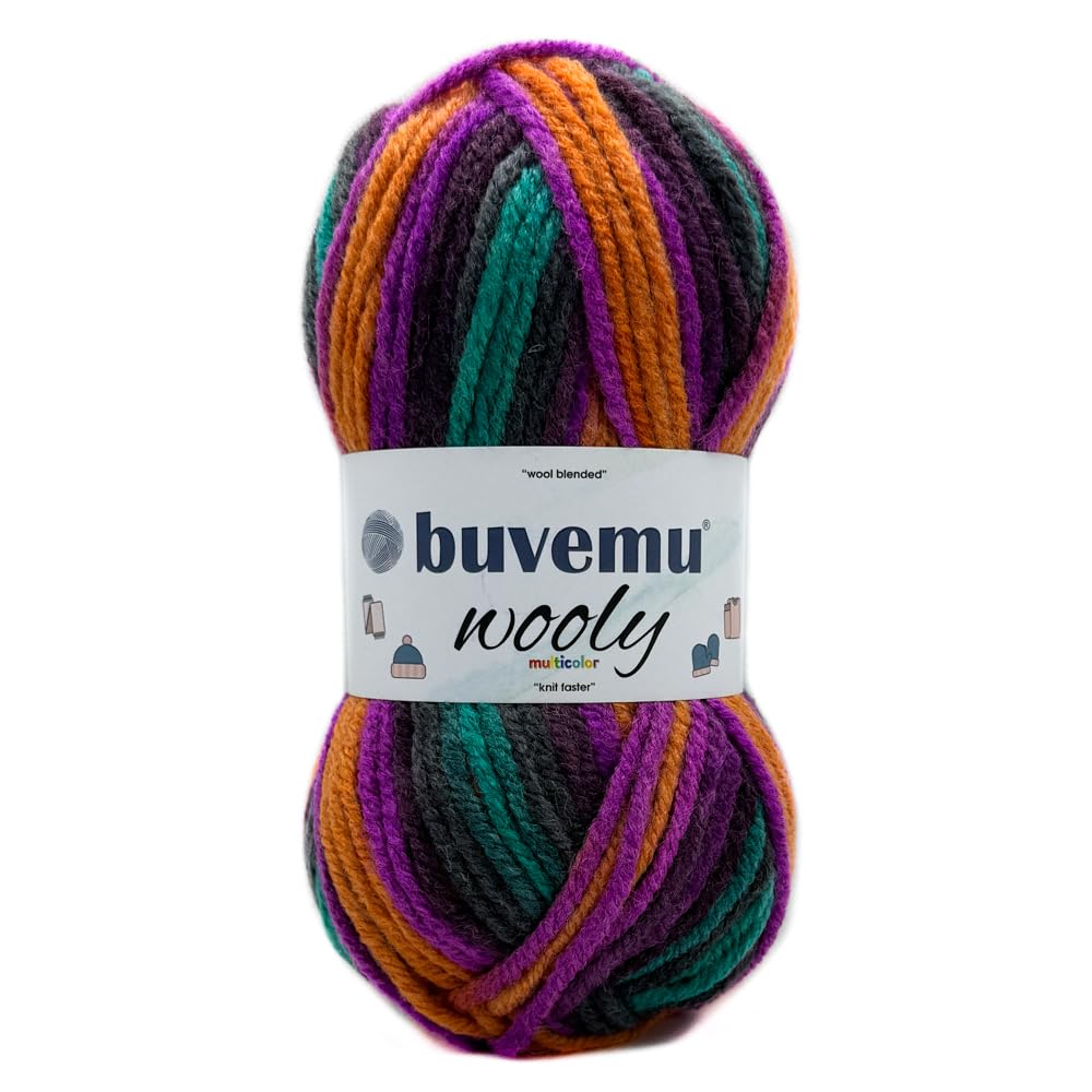 Amazon.com: Wooly Multicolor Soft Fluffy Bulky Weight #5 Wool Blended ...