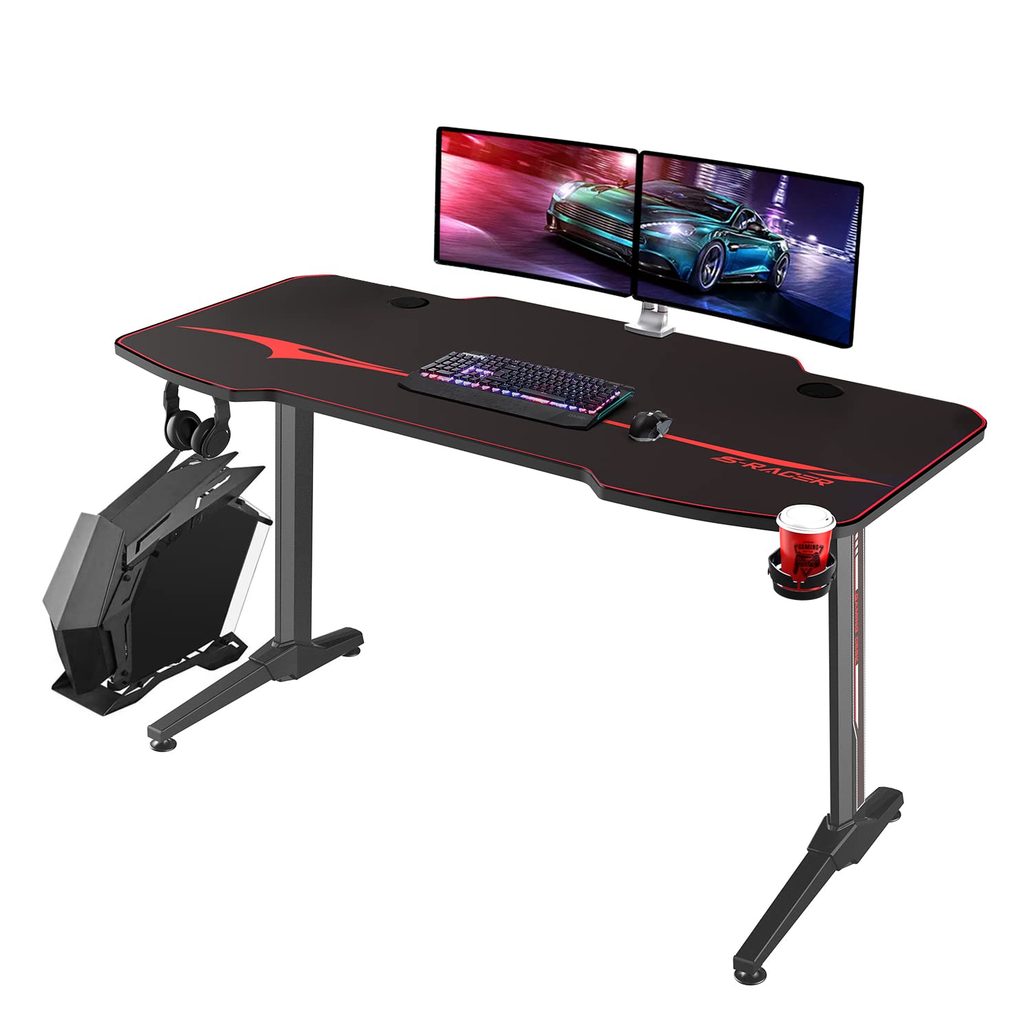 Homall Gaming Desk Computer Desk Racing Style Office Table Gamer Pc ...