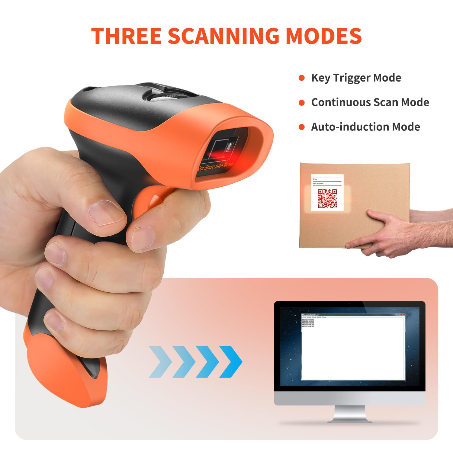 Snapklik.com : Bluetooth QR Barcode Scanner, 3 In 1 Automatic Wireless ...