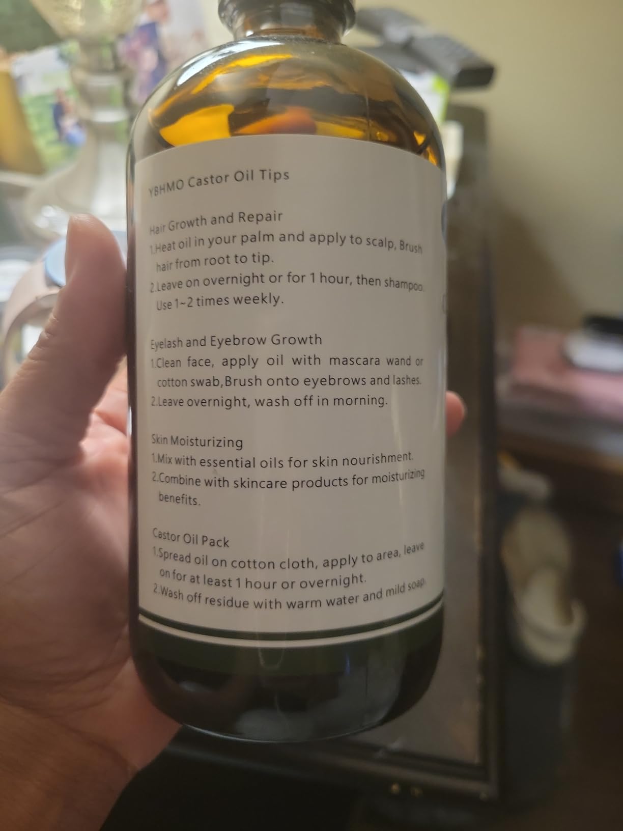 Amazon.com: YBHMO Cold Pressed Castor Oil Organic Glass Bottle(16 Fl Oz ...