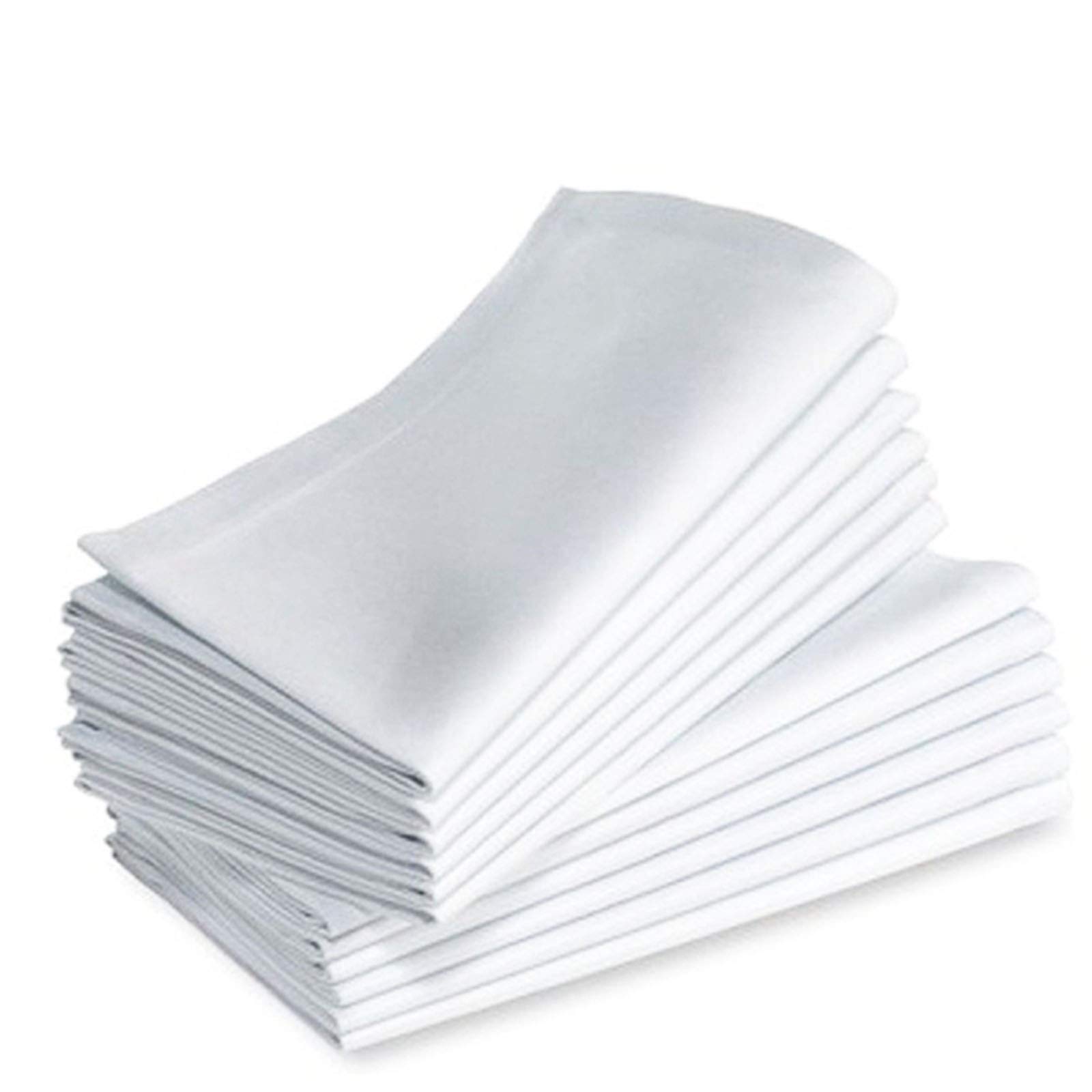 12 x Luxury White 100% Cotton Cloth Napkins 16" X 16" Reusable Napkins ...