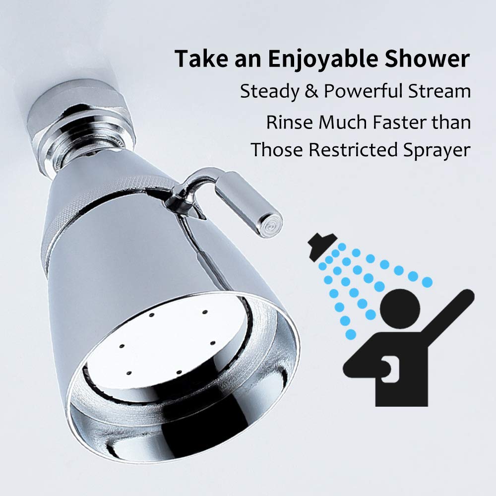 Snapklik.com : High Flow Shower Head, Angle Simple Solid Brass