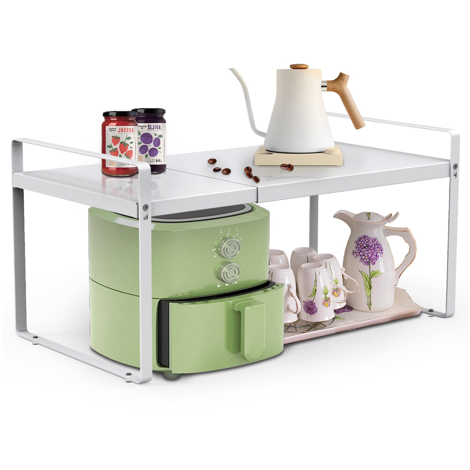 Amazon.com: 11'' Wide Expandable Cabinet Shelf Organizer Rack ...