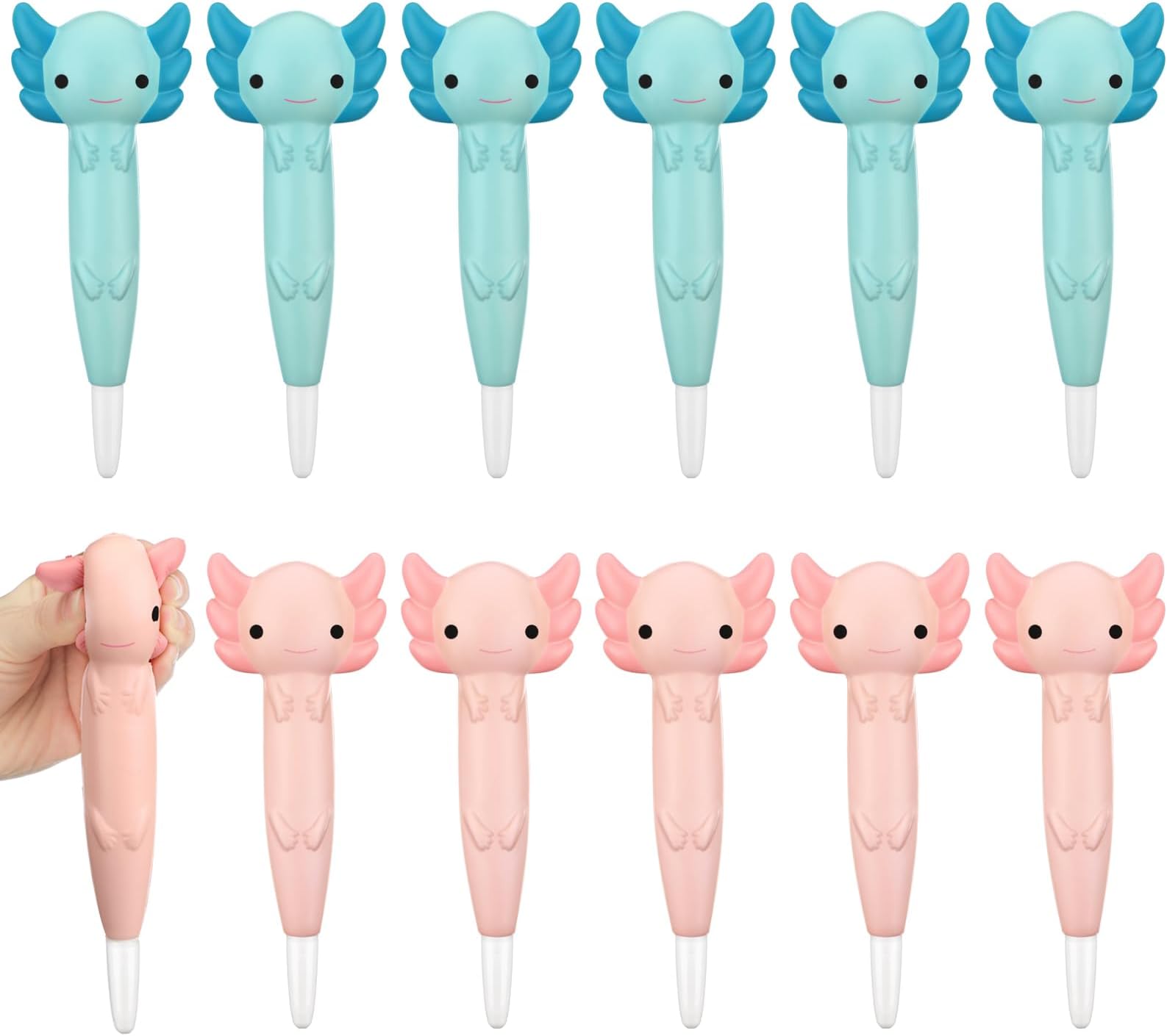 Amazon.com : Sayglossy 12 Pcs Axolotl Squishy Pen Kawaii Axolotl Squish ...