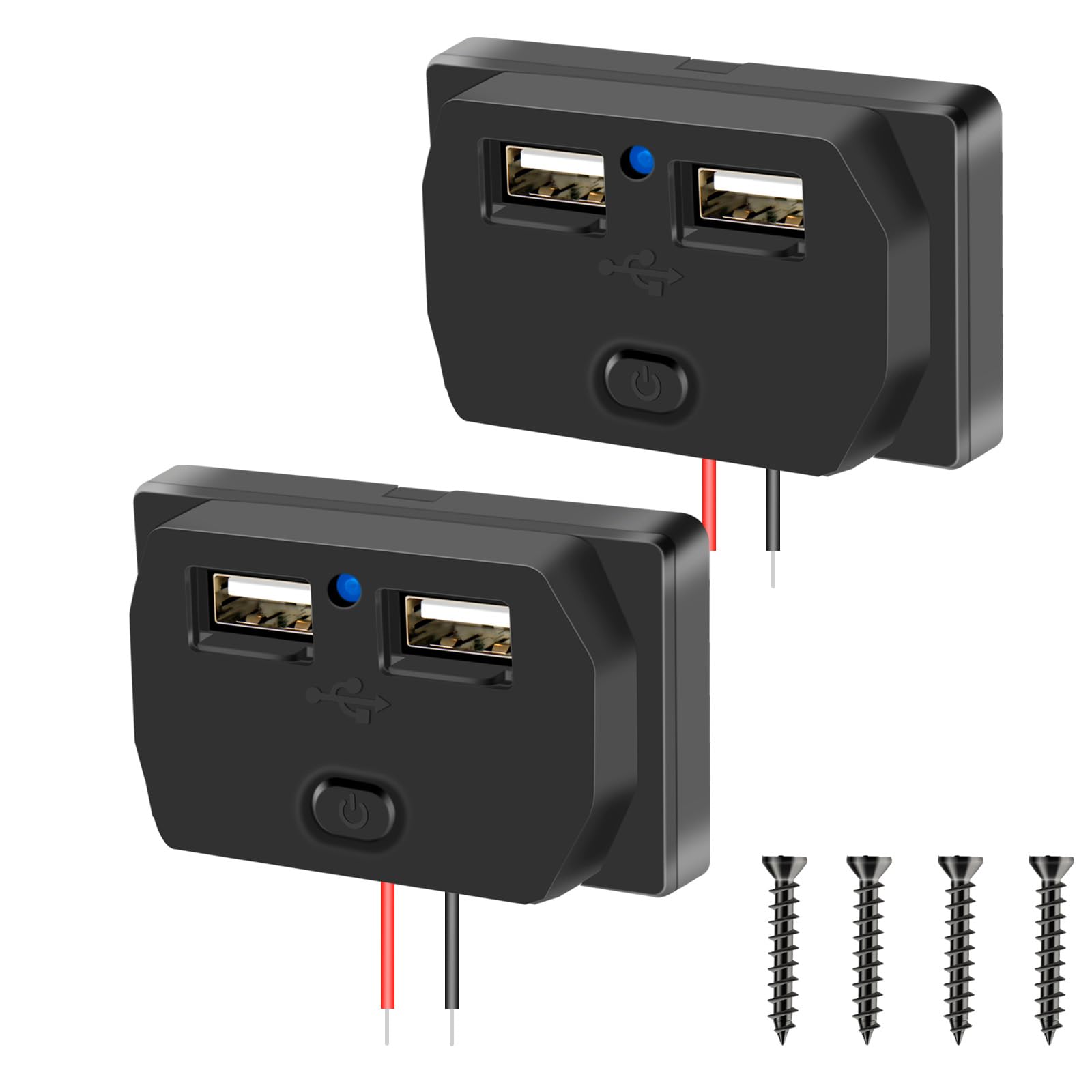 I LITTON 2 Pack Dual USB Sockets Car Charger with Switch RV USB Outlet ...