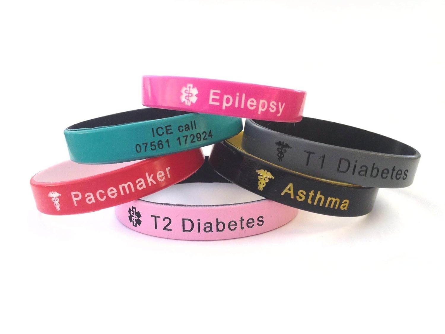 Custom Engraved Medical Alert Wristband. Temporary Bracelet Silicone ID ...