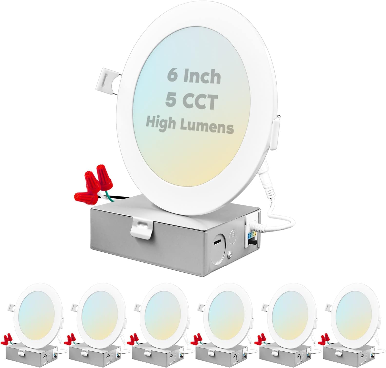 LUXRITE 6 Inch Commercial LED Downlight with J-Box, 15/19/24W, 4 Color ...