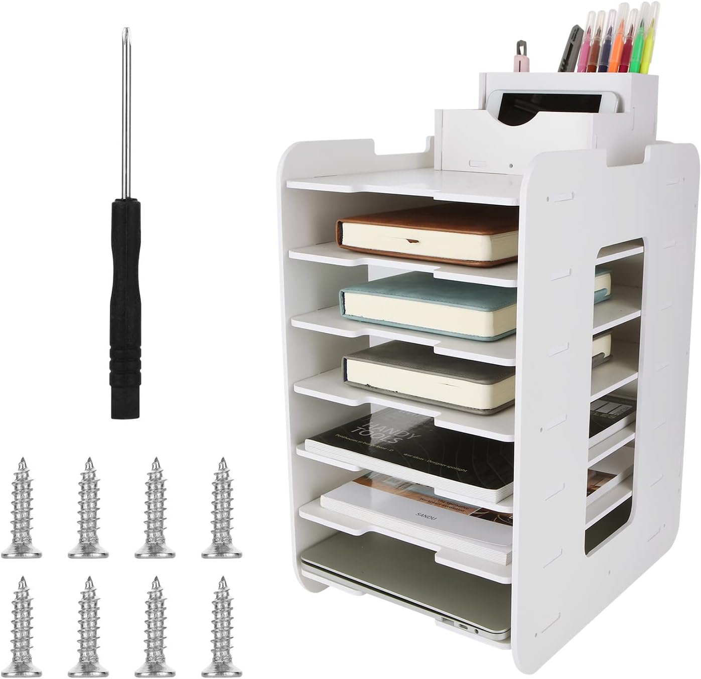 MIVIDE Letter Tray Organiser with Pen Holder, 7 Tier Stackable A4 ...