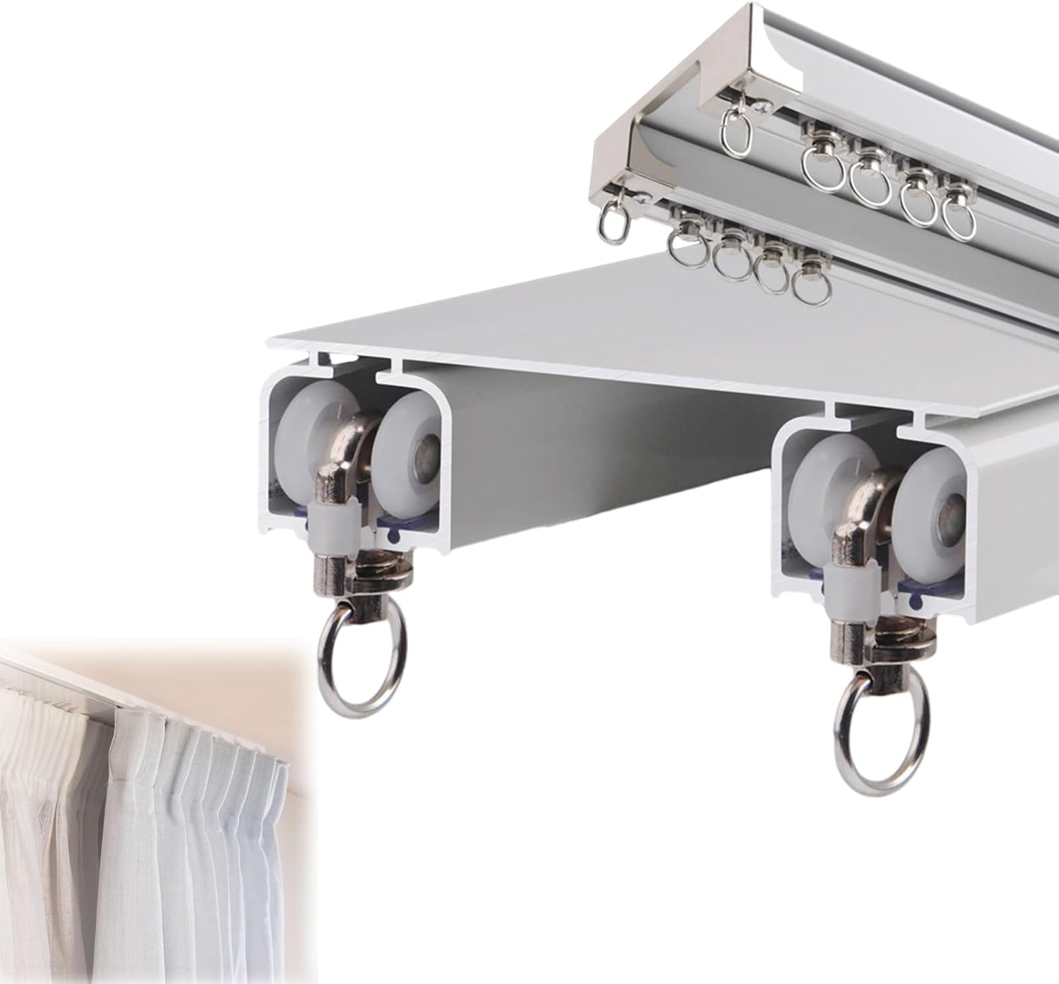 Amazon.com: Curtain Conjoined Double Track Ceiling Mounting Curtain ...