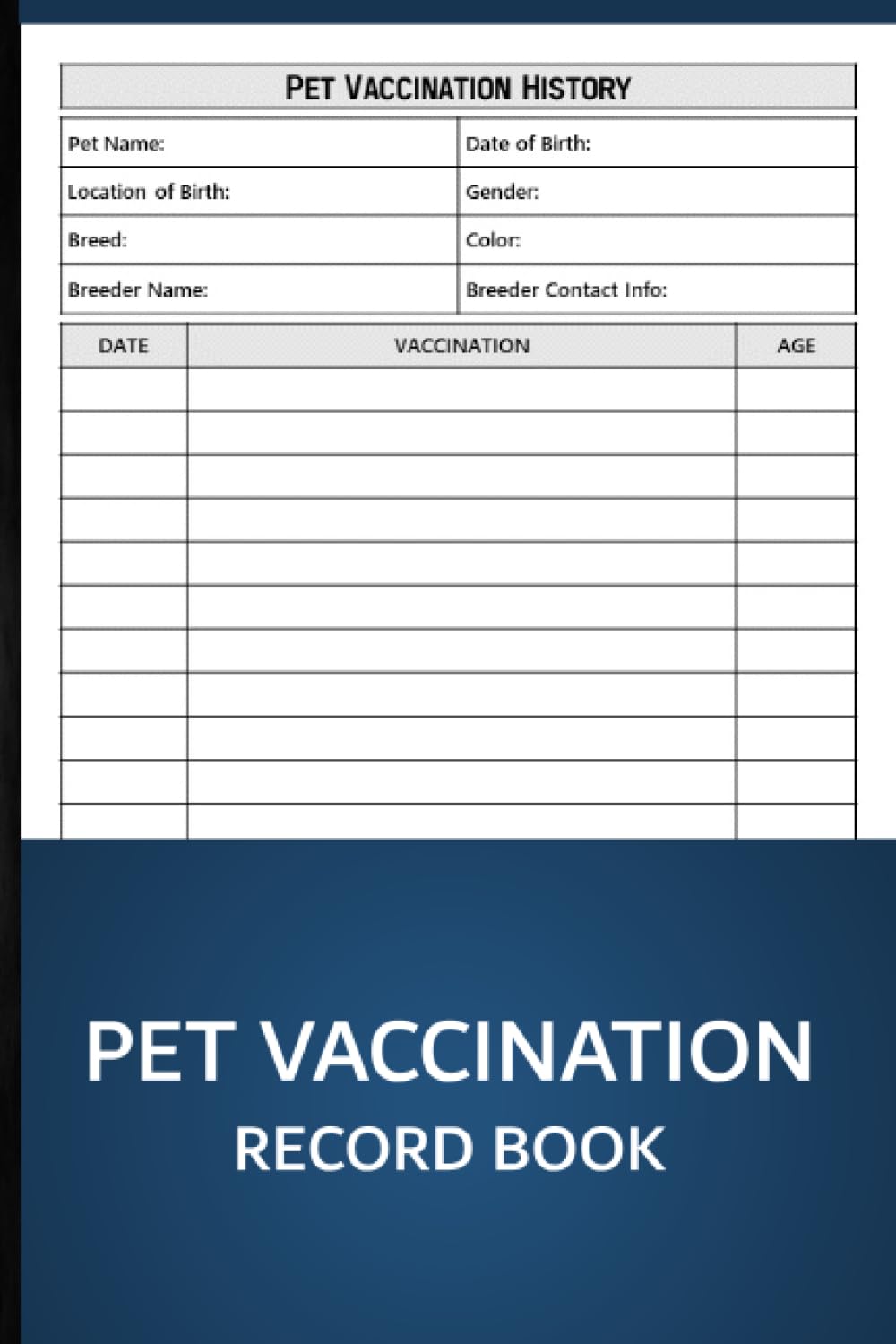 Pet Vaccination Record Book: Simple Pet Medical Health Record and ...