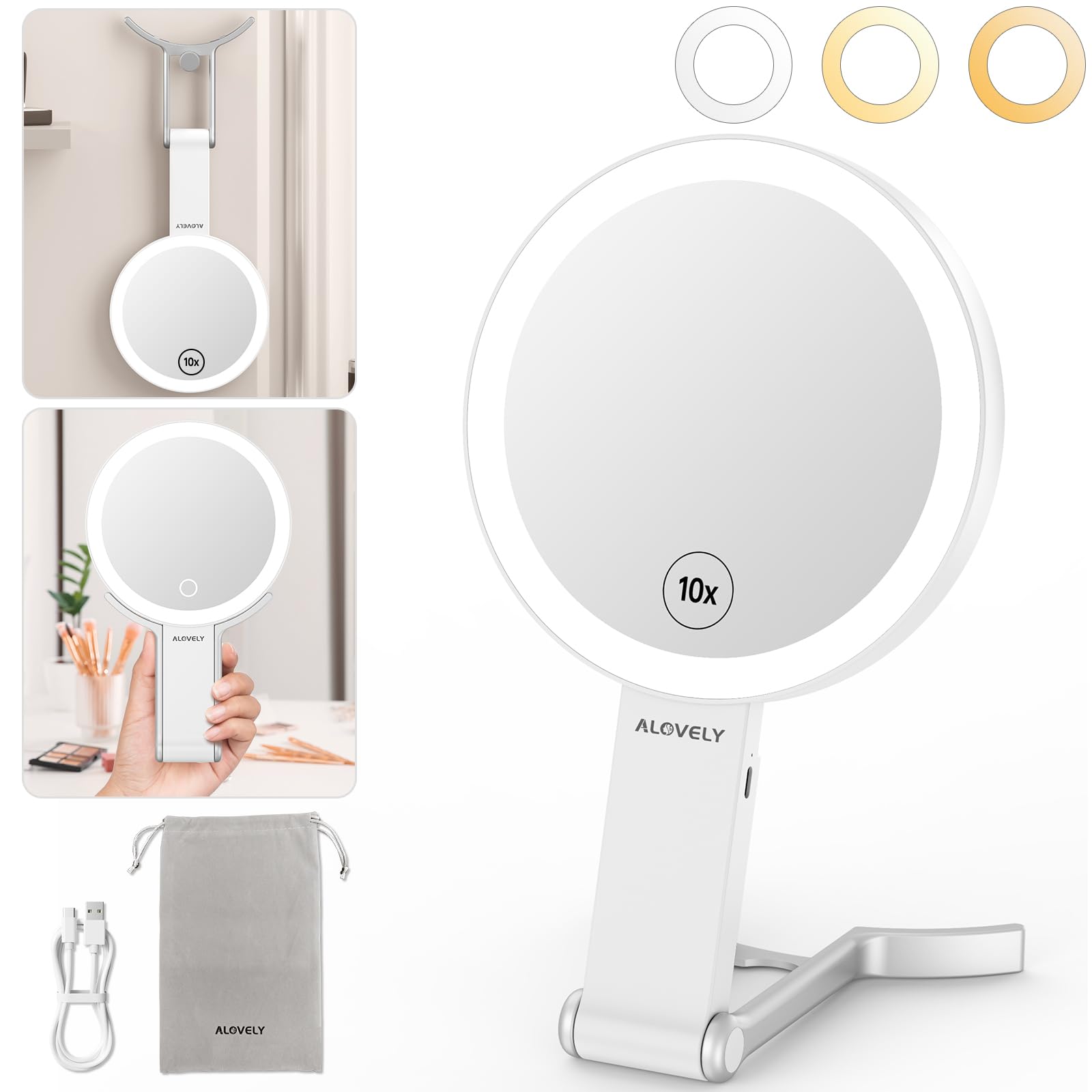 Amazon.com: Alovely Travel Makeup Mirror with Lights, Portable Mirror 2 ...