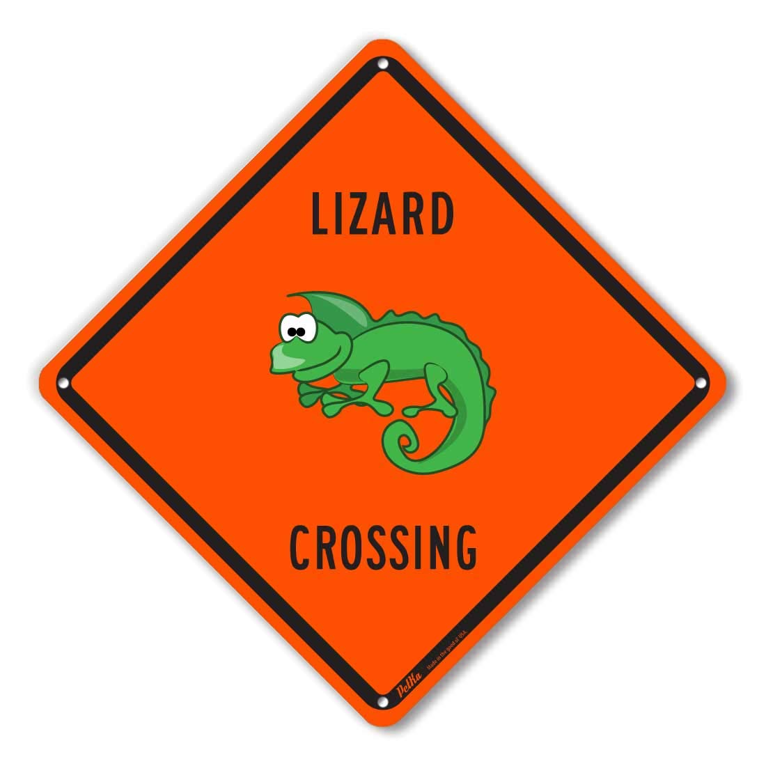 Petka Signs and Graphics "Lizard Crossing" Plastic Sign, 10" x 10", 0. ...