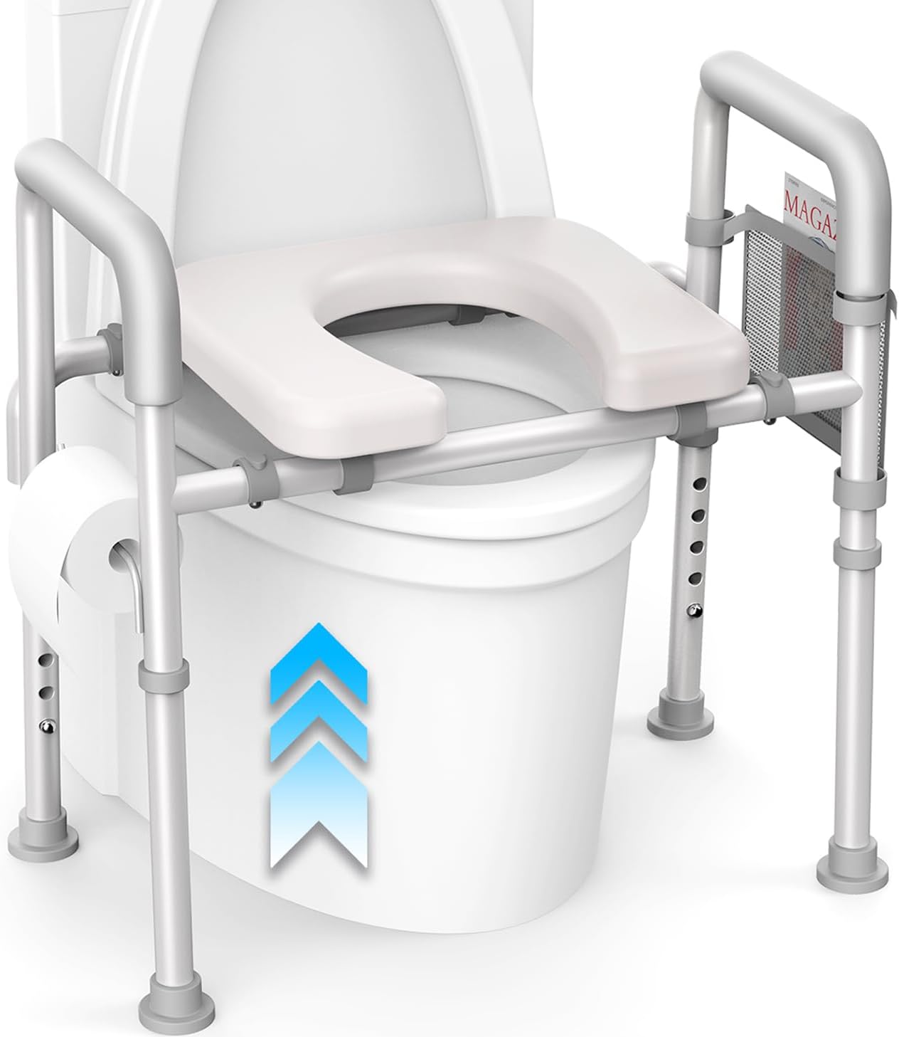 Agrish Raised Toilet Seat with Handles - Cozy Padded Elevated Medical ...