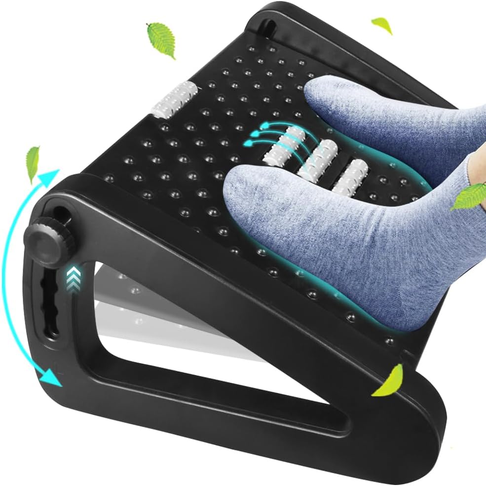 Adjustable Height Office Foot Stool Footrest, Ergonomic Footrest with ...