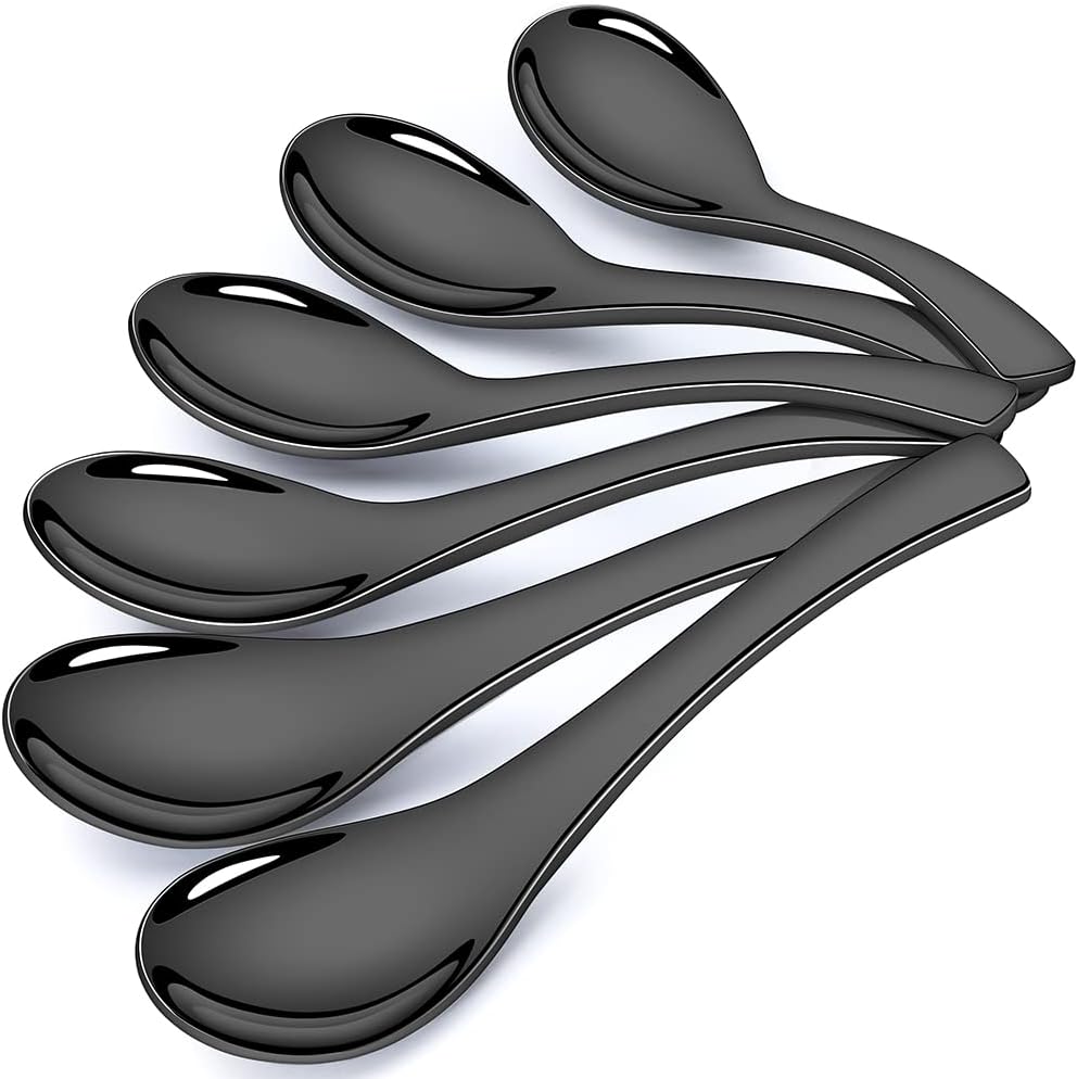 Amazon.com: Soup Spoons, AOOSY Stainless Steel Black Korean Spoons ...