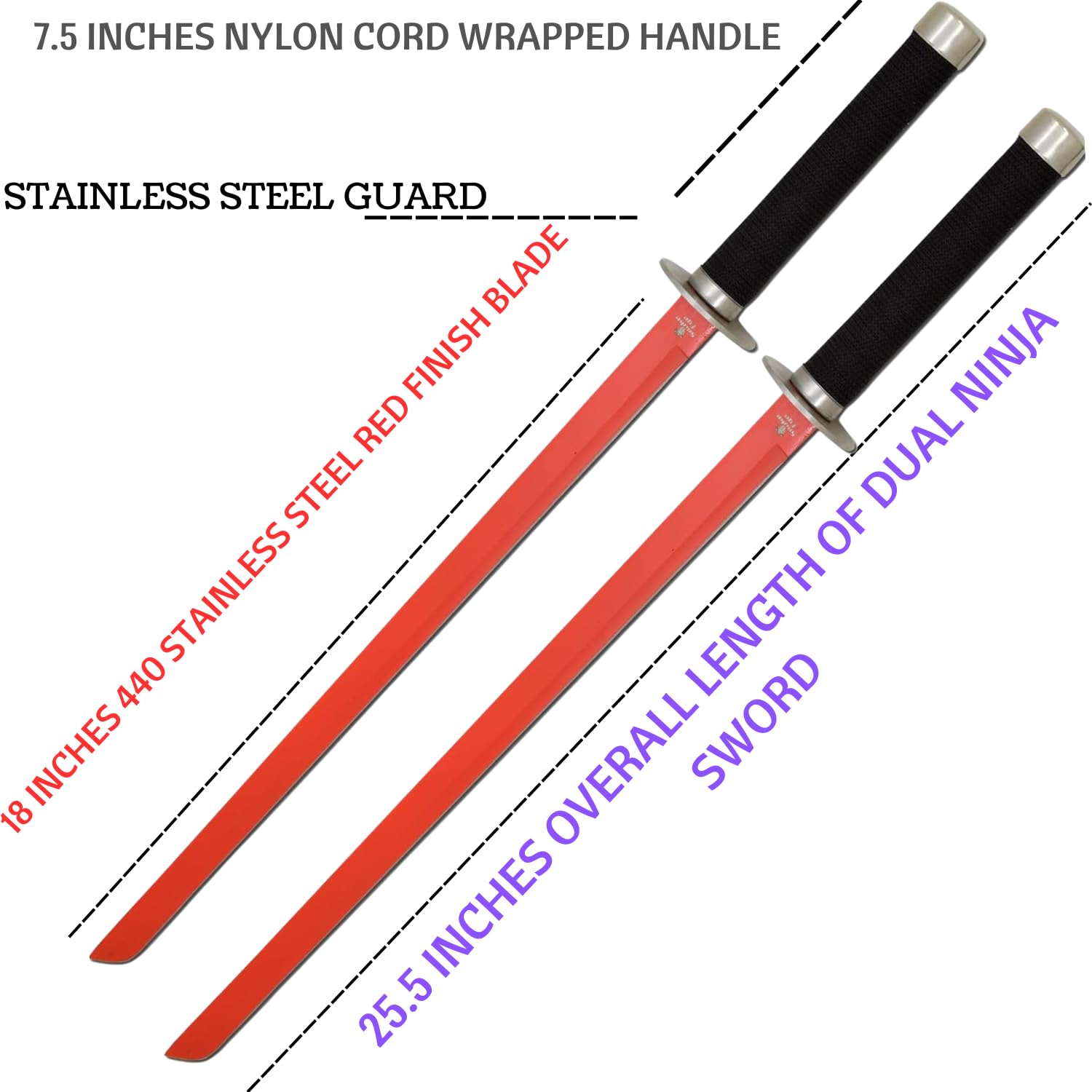 Snake Eye Tactical Dual Twin Ninja Sword with Dual Shoulder Sheath Each ...