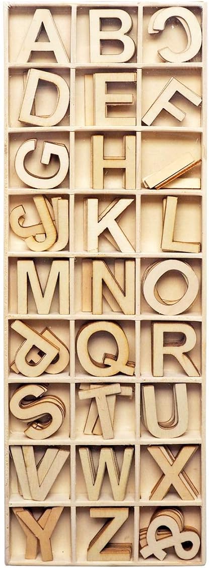 162 Pieces Wooden Alphabet Letters and Symbol Wooden Capital Letters ...