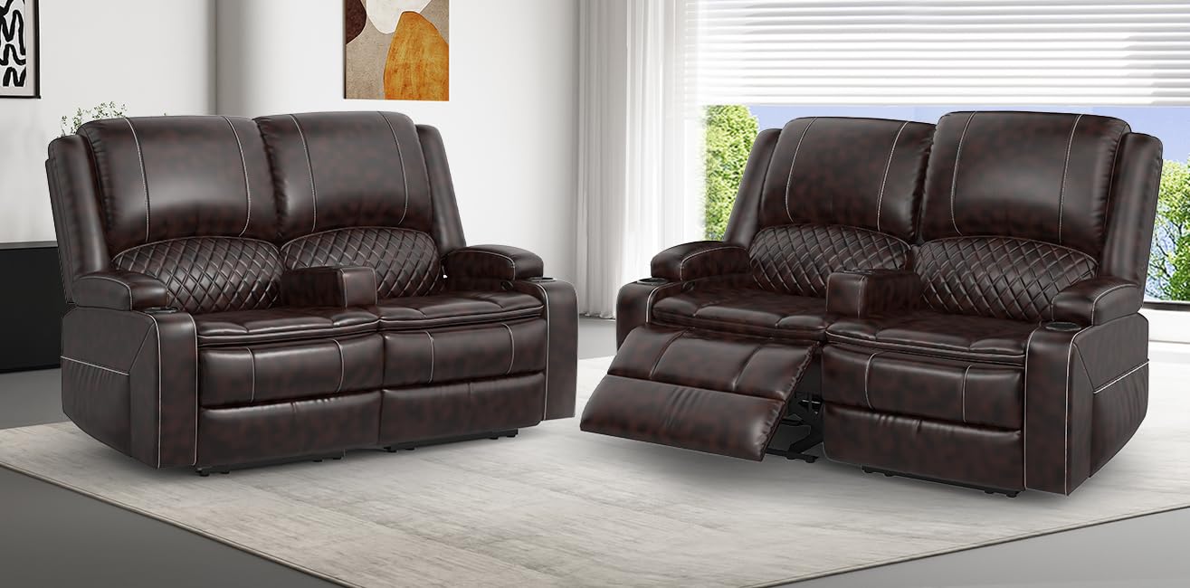 SQUEBILIFE Recliner Chair 2 Seater Sofa - Set of 2, with Reclining ...
