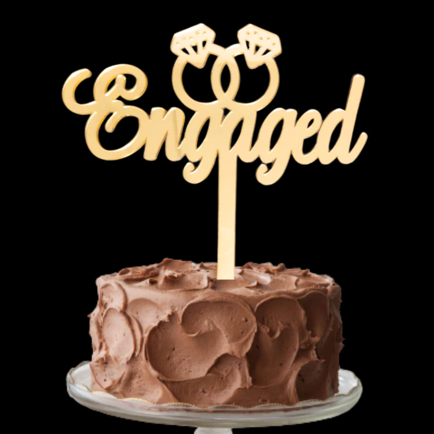 Party Decorz Engaged Cake Topper| Engaged Ring Cake Topper| 5 Inch,1pcs ...
