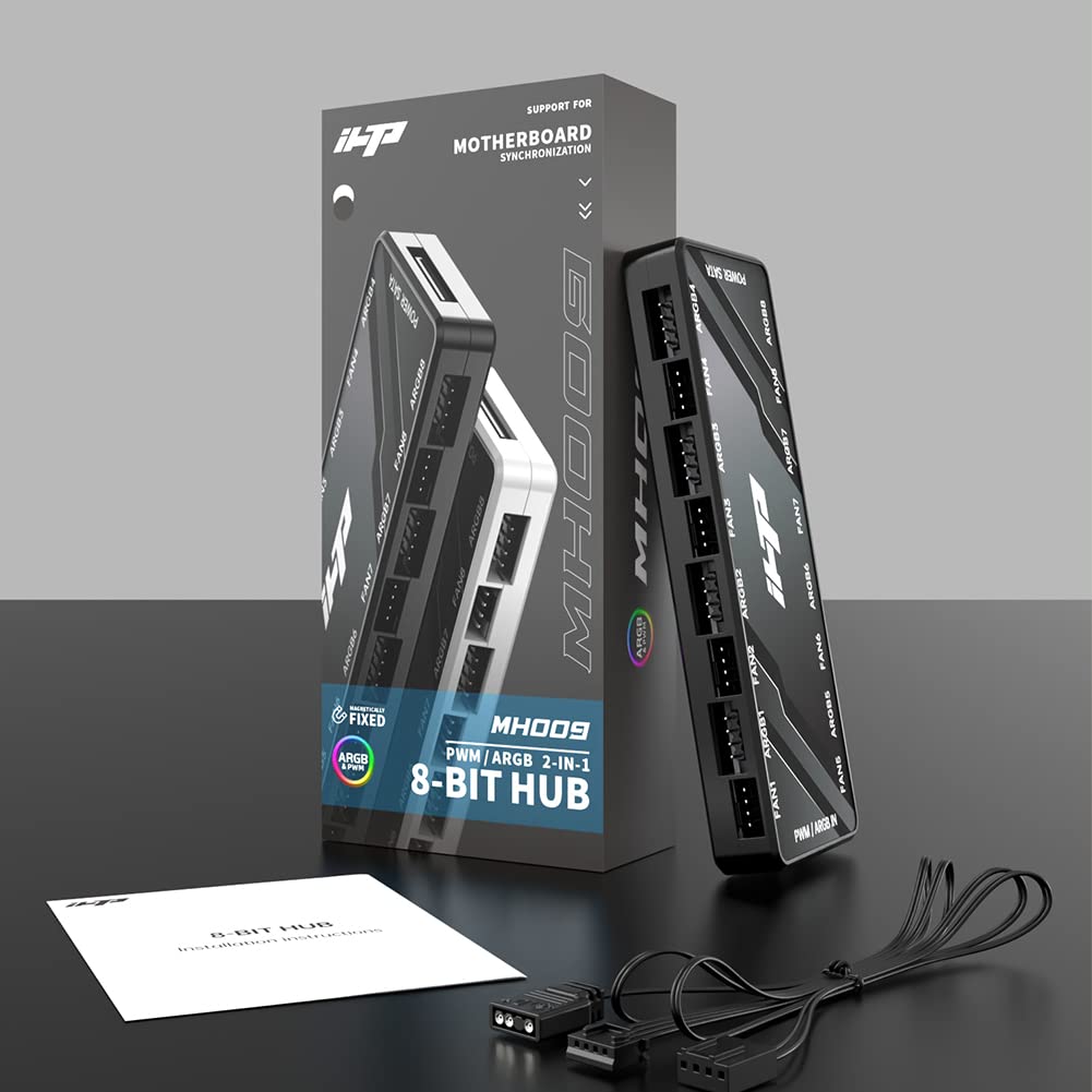 Amazon.com: Fan Hub,2 in1 PWM&ARGB Integrated Fan hub,Eight 4pin PWM ...
