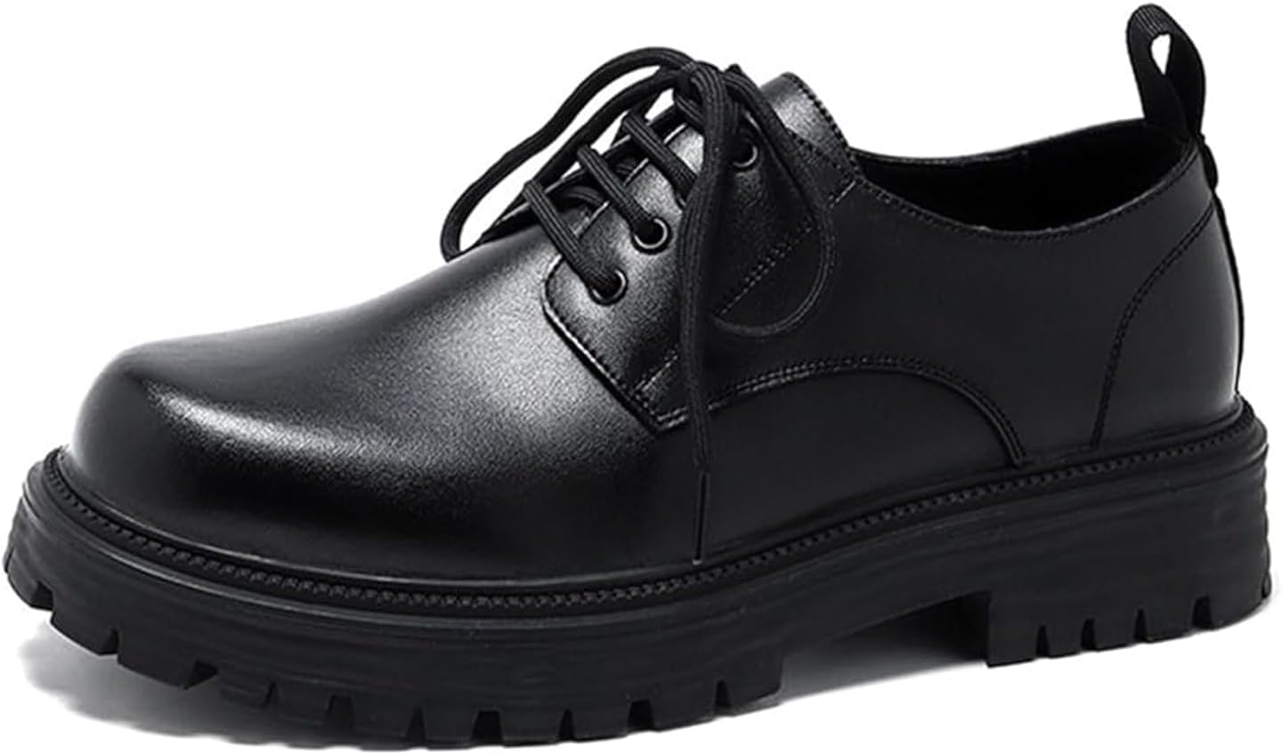 Amazon.com | Men's Chunky Platform Formal Oxfords Leather Lace Up Anti ...