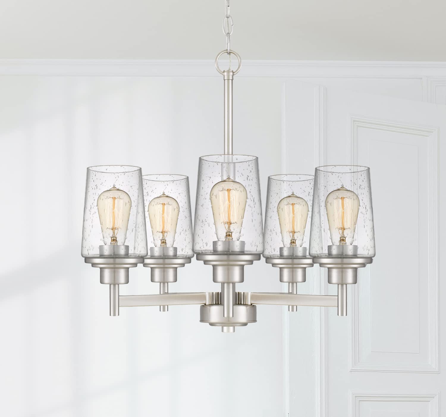 Jacob Modern 5-Light Chandelier Pendant Ceiling Light Brushed Nickle ...