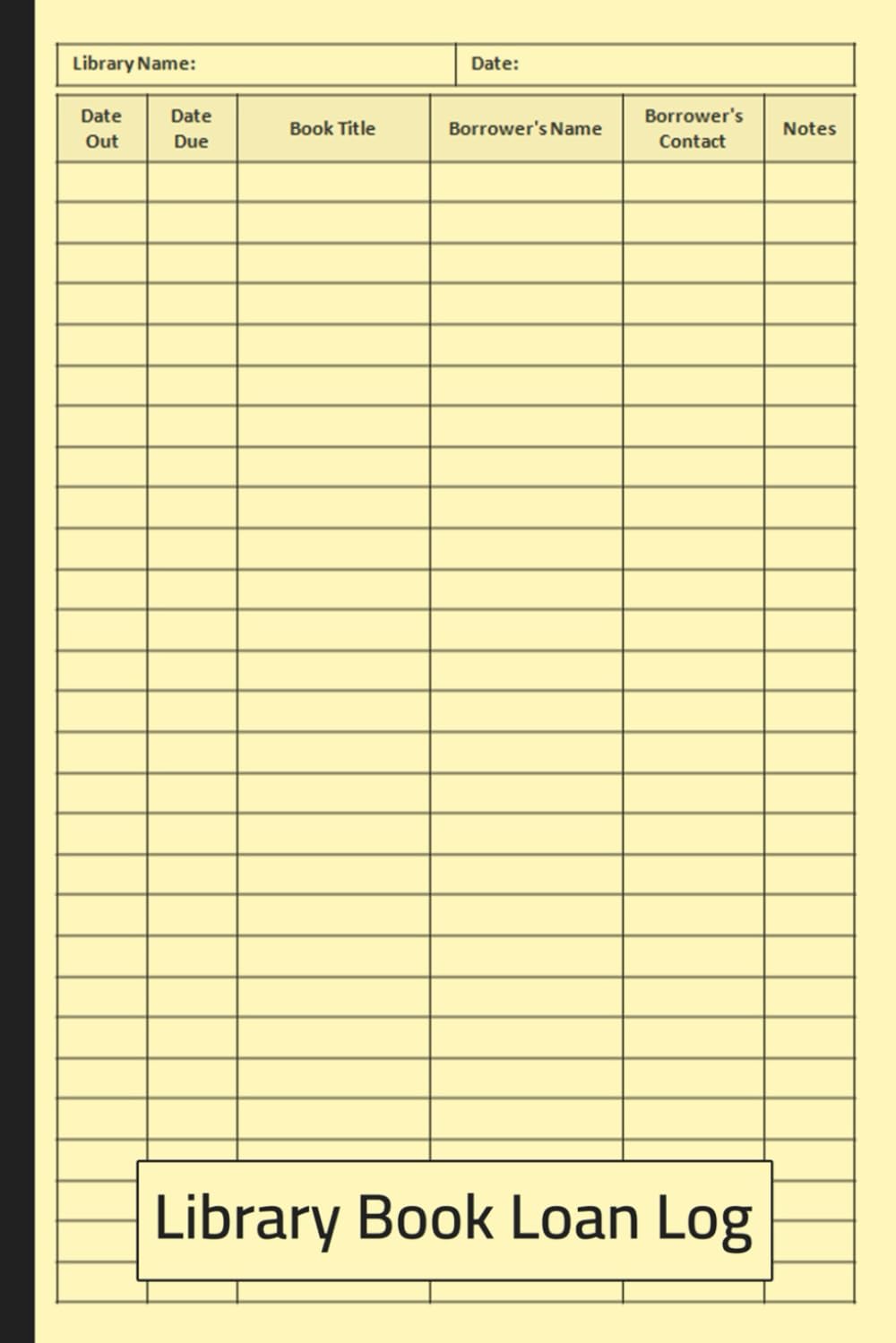 Library Book Loan Log: Book Borrow Tracker | Library Sign Out Sheets ...