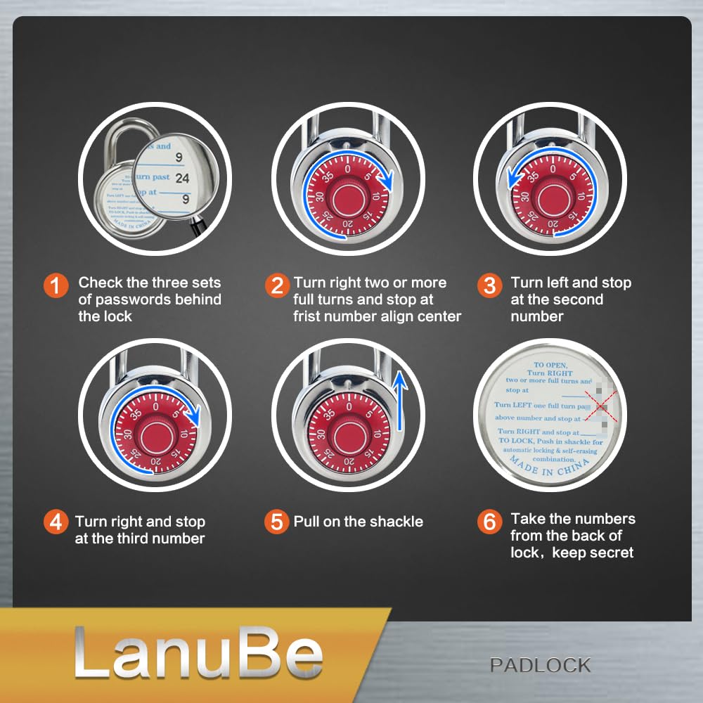 Snapklik.com : LanuBe Standard Dial Combination Lock, 2 In Wide