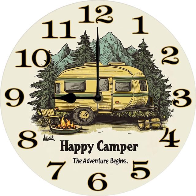 Amazon.com: Ygzyahpwe Happy Campers Wall Clock, Camping Clock for RV ...