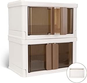 Amazon.com: Realand Collapsible Desk Organizer with 2 Doors, Stackable ...