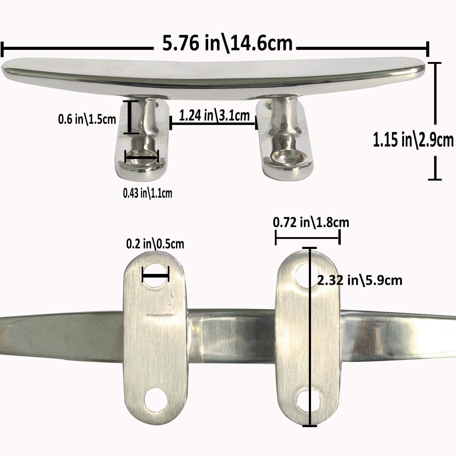 Snapklik.com : ZOMCHAIN 6 Inch Dock Cleats-316 Stainless Steel Boat ...
