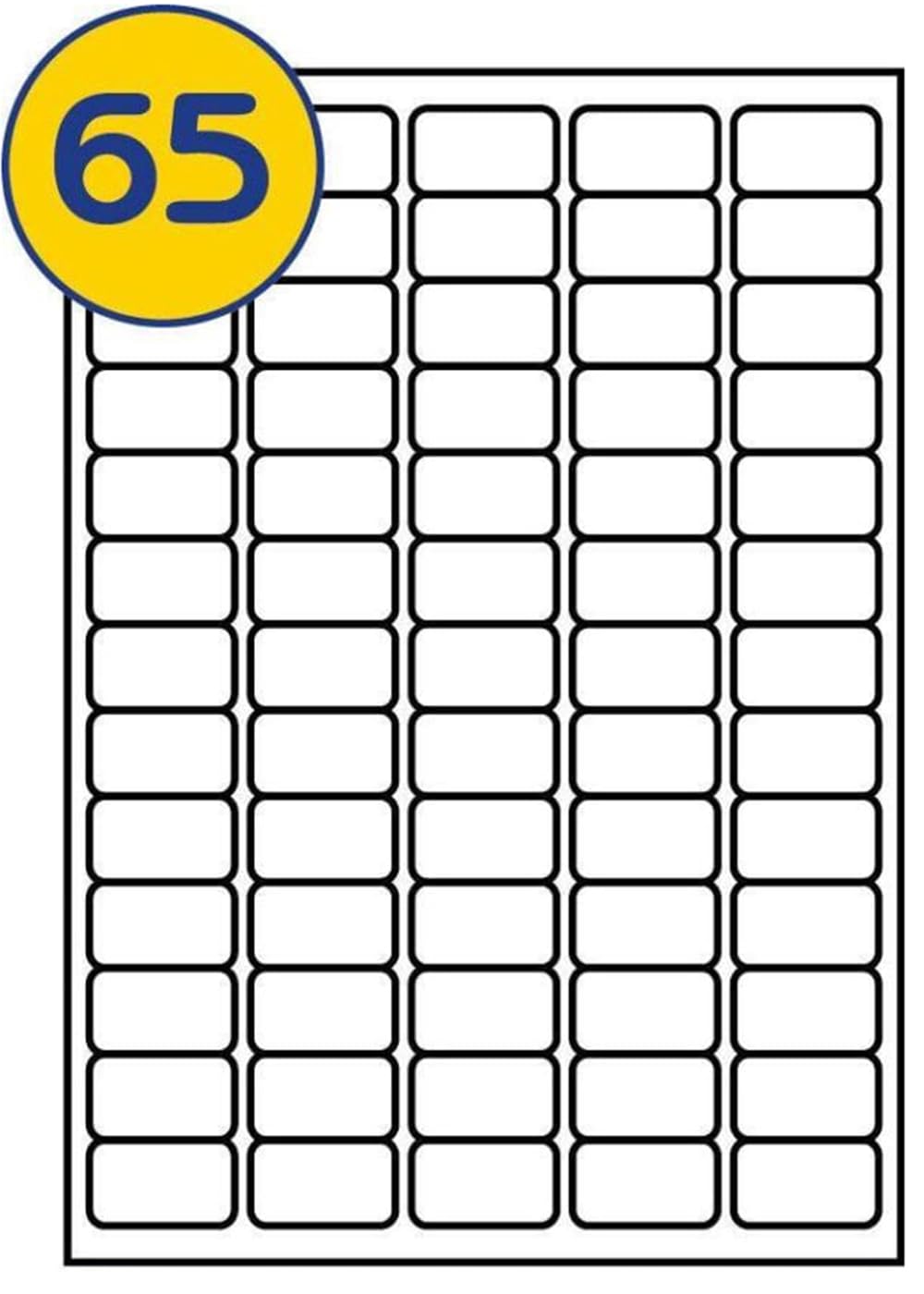 LABELS4U 100 Sheets A4, 65 Labels per Sheet, Size 38.1 x 21.2mm (6500 ...