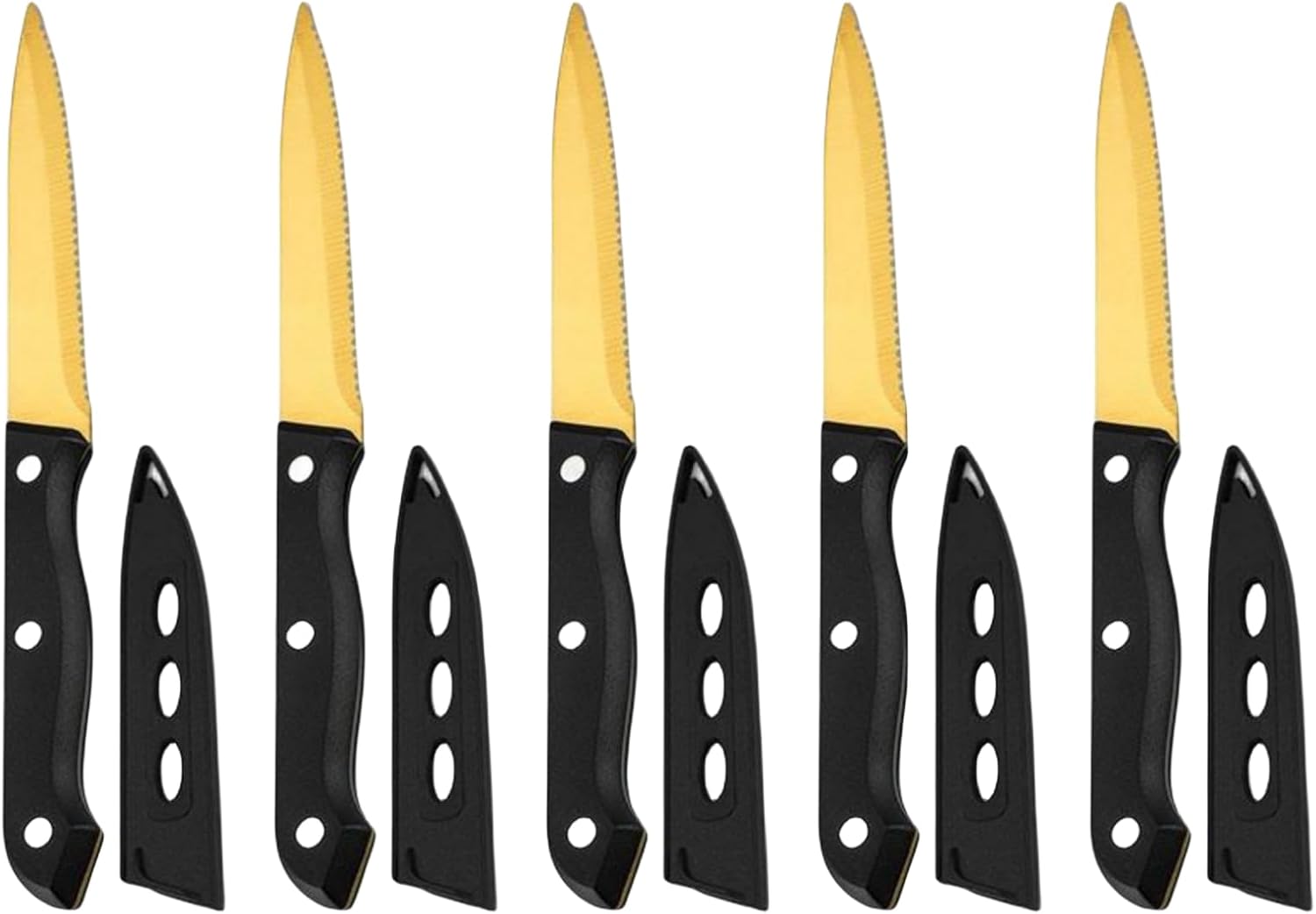Amazon.com: JYJFGSFA Gold Serrated Steak Knife Set with Knife Cases, 5 ...