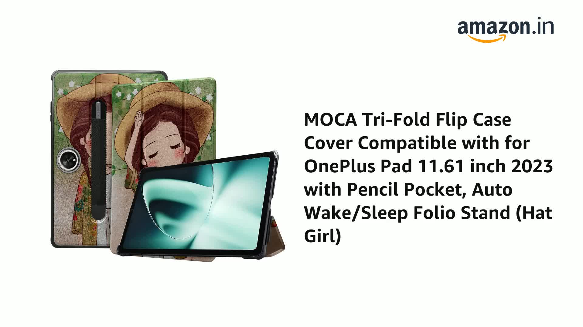 Watch MOCA Tri-Fold Flip Case Cover Compatible with for OnePlus Pad 11. ...