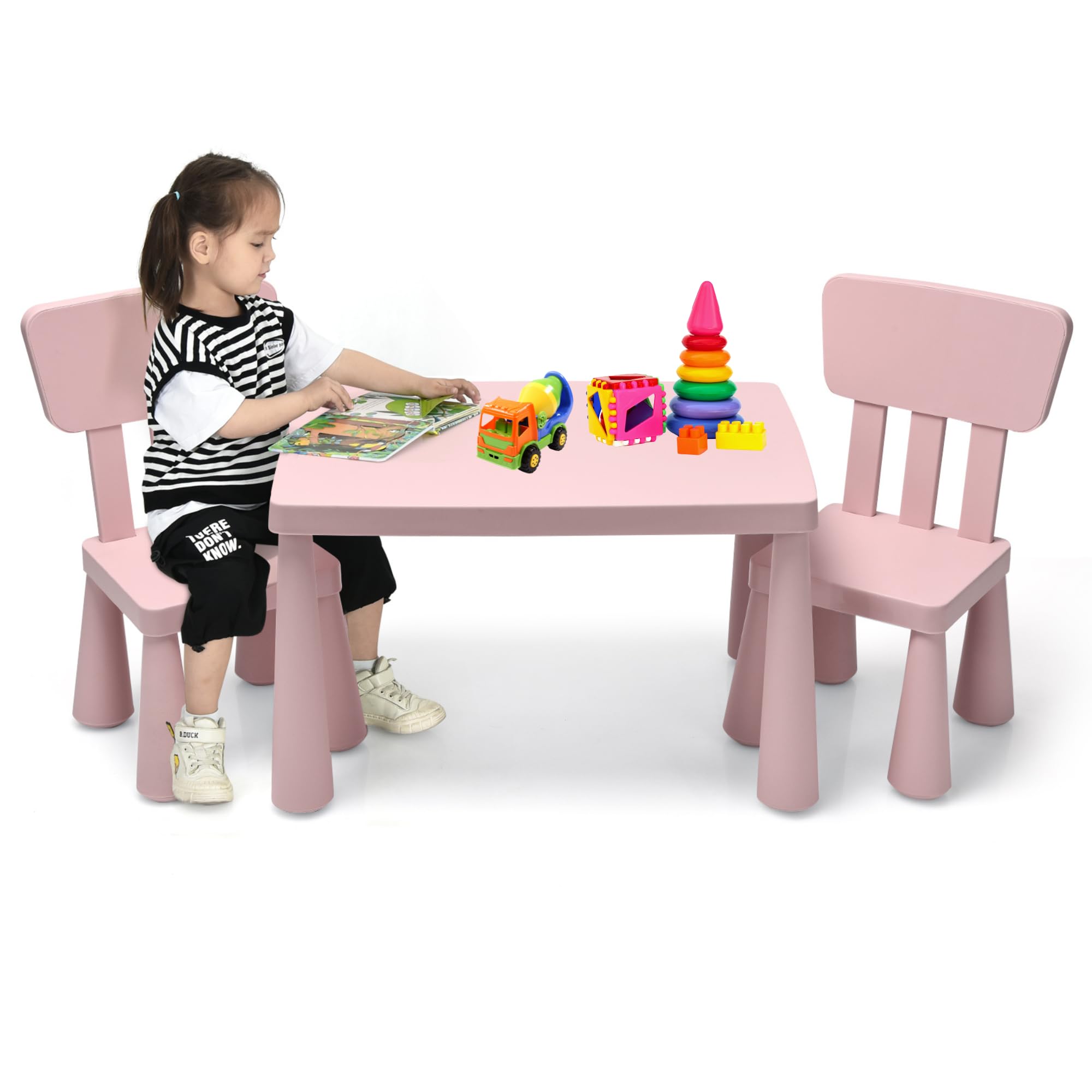 Amazon.com: CHEFJOY Kids Table and Chairs(2 Chairs Included), 3 Piece ...