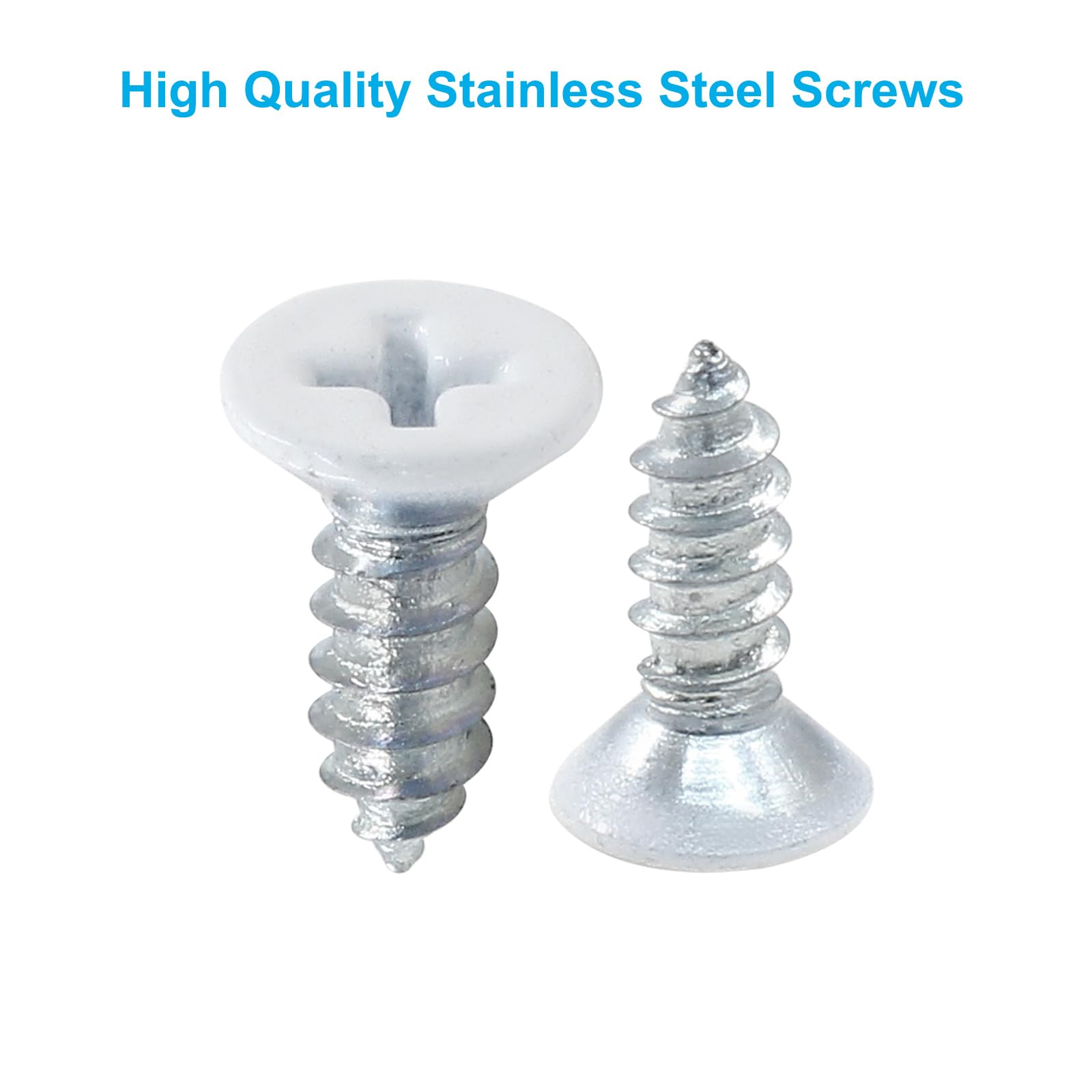 Snapklik.com : 120Pcs White Screws #8 X 1/2", White Flat Head Screws ...